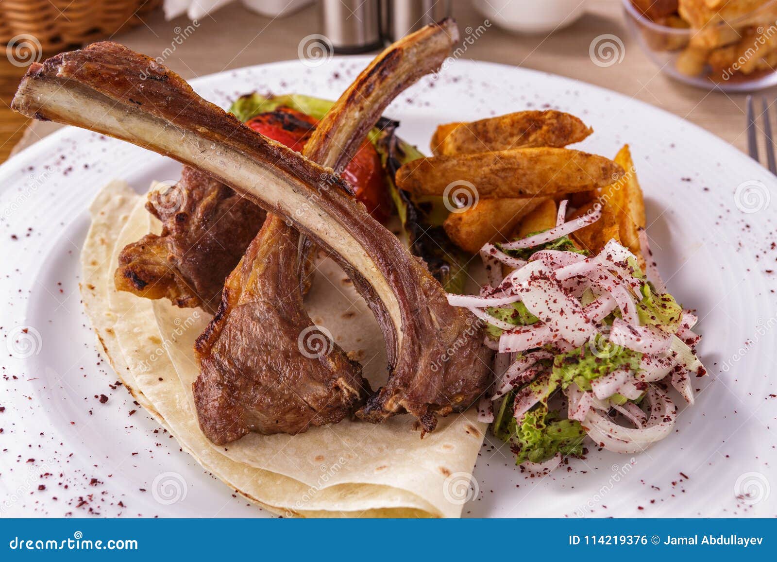 Roasted mutton ribs stock photo. Image of roast, restaurant - 114219376
