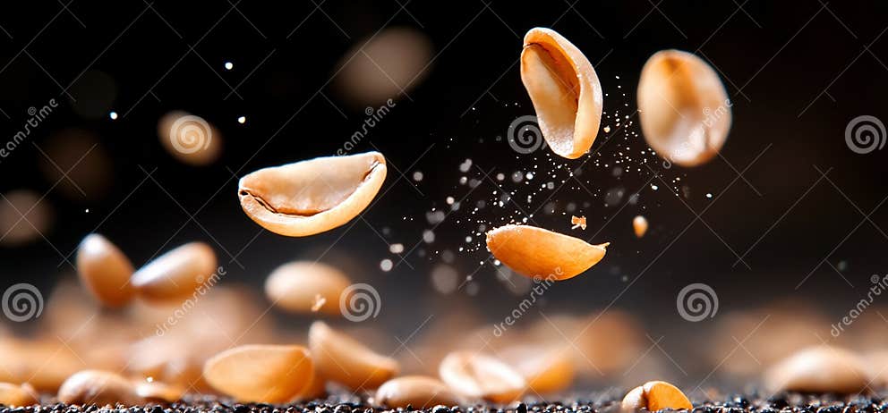 Roasted Peanuts Flying in the Air Stock Illustration - Illustration of ...