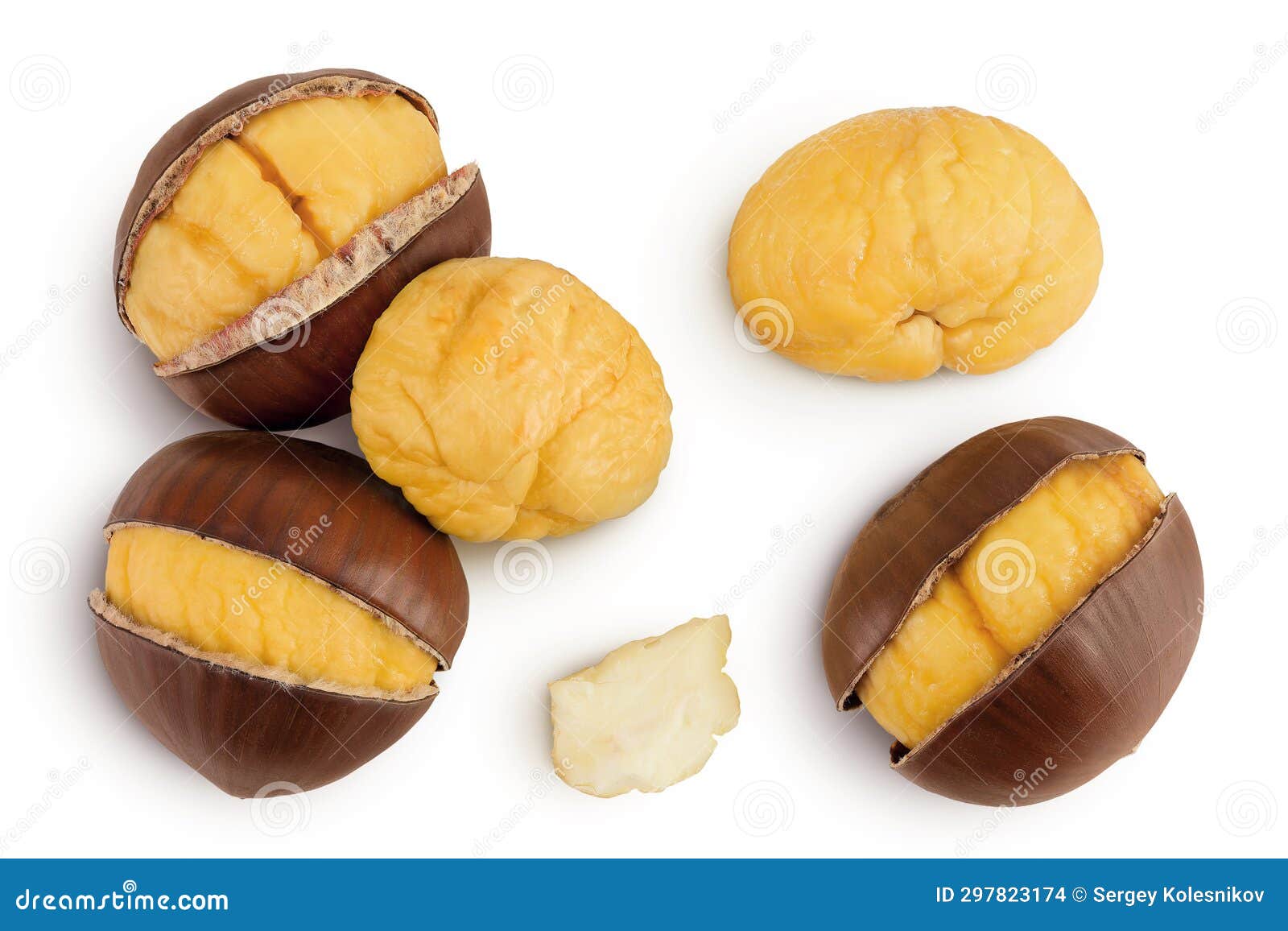 Roasted Peeled Chestnut Isolated on White Background Wit Full Depth of ...