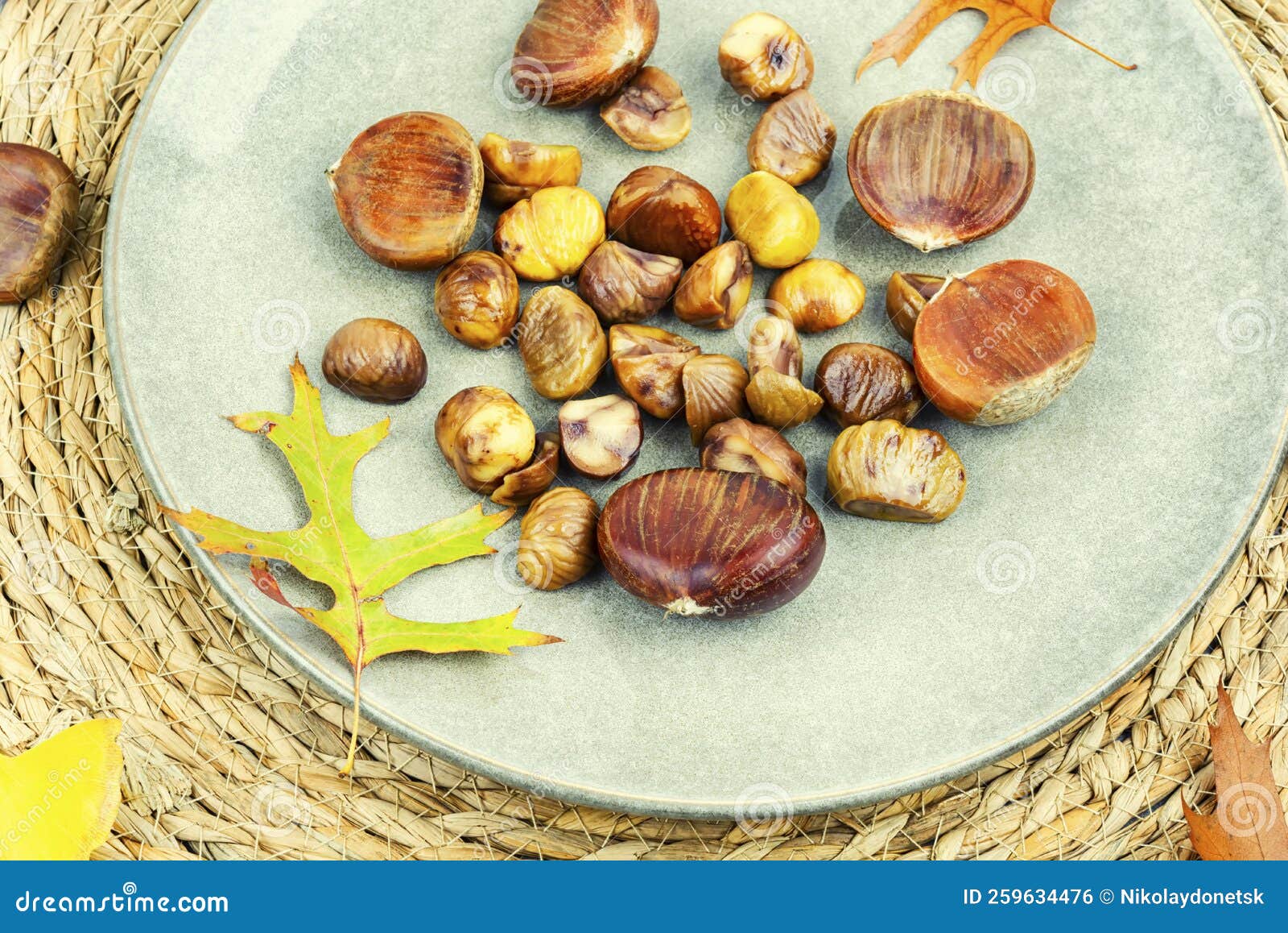 Roasted peeled chestnuts stock photo. Image of autumn - 259634476
