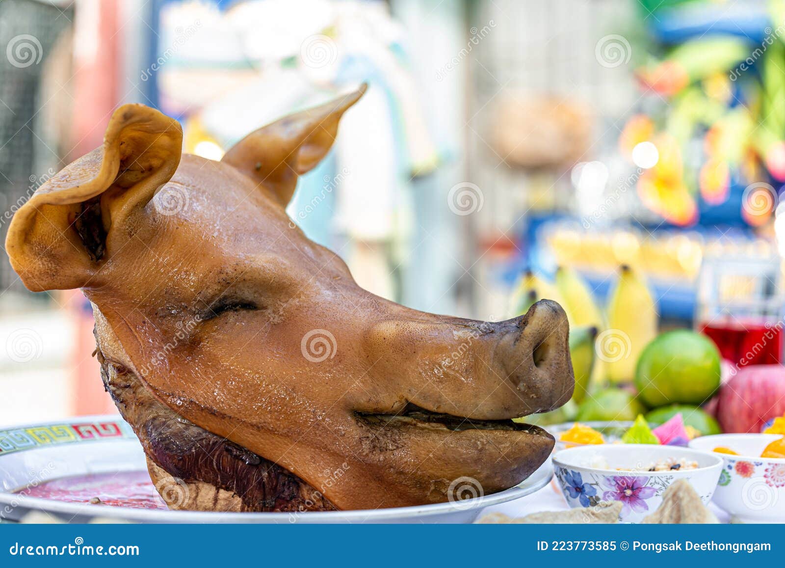 Roasted pig stock image. Image of nutrition, pink, nature - 223773585