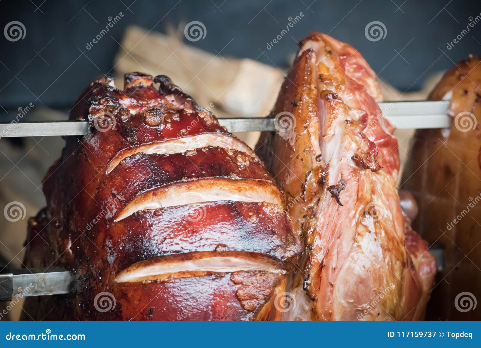 Roasted Pig Knuckle on the Spit Stock Image - Image of storage, gourmet ...