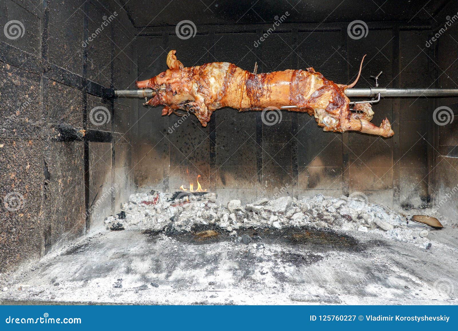 Roasted Pig on the Rack in a Slovenian Restaurant Stock Image - Image ...