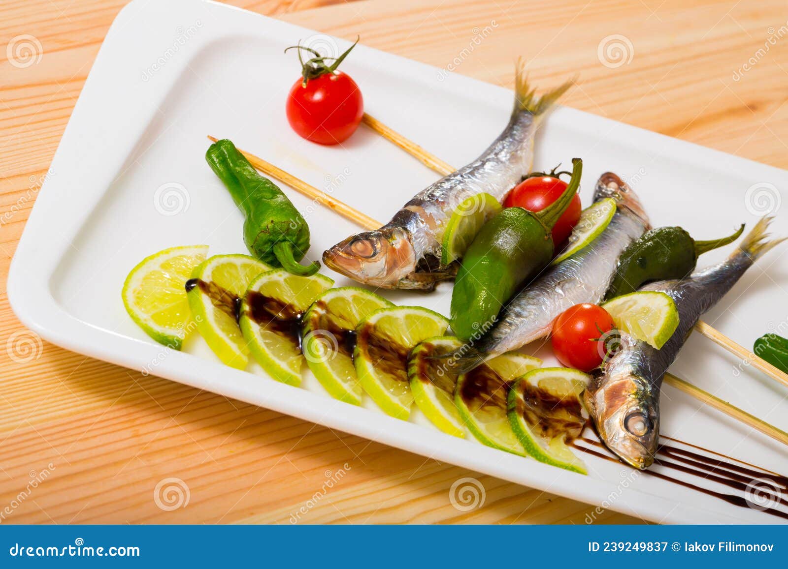 Roasted Pilchards with Vegetables Stock Image - Image of potherbs, dish ...