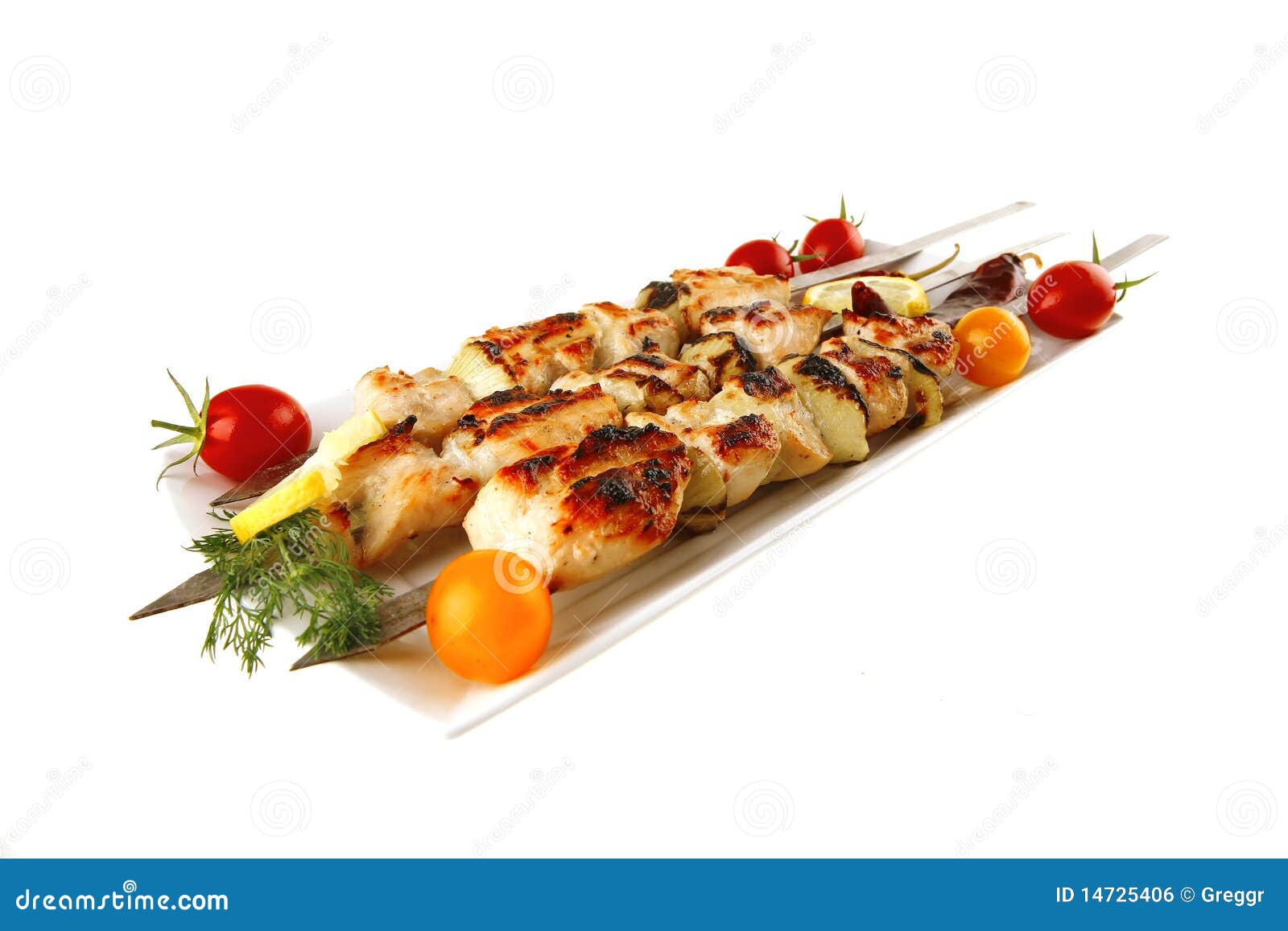 Roasted Pork Kebab on White Stock Photo - Image of grill, mediterranean ...