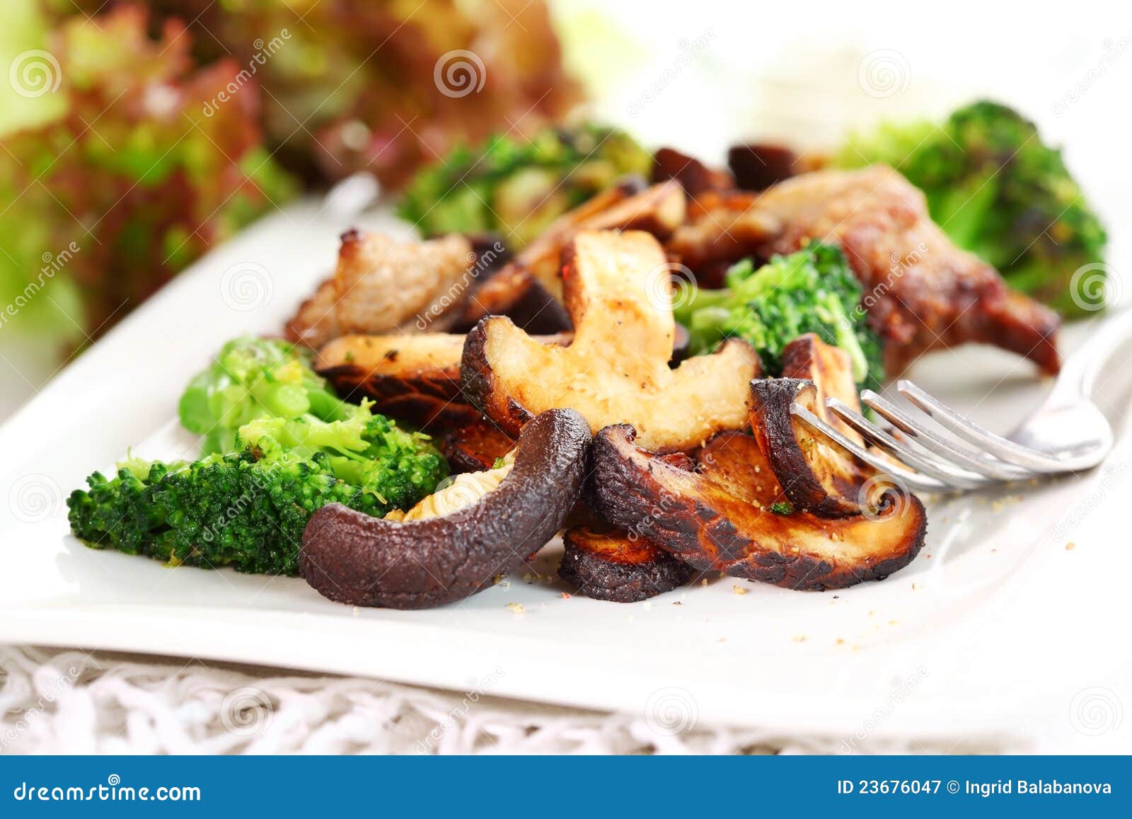Roasted Pork Meat with Shiitake Mushrooms Stock Image - Image of ...