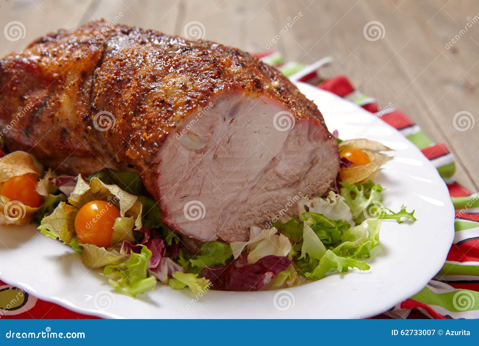 Roasted pork neck stock image. Image of pork, black, kassler - 62733007