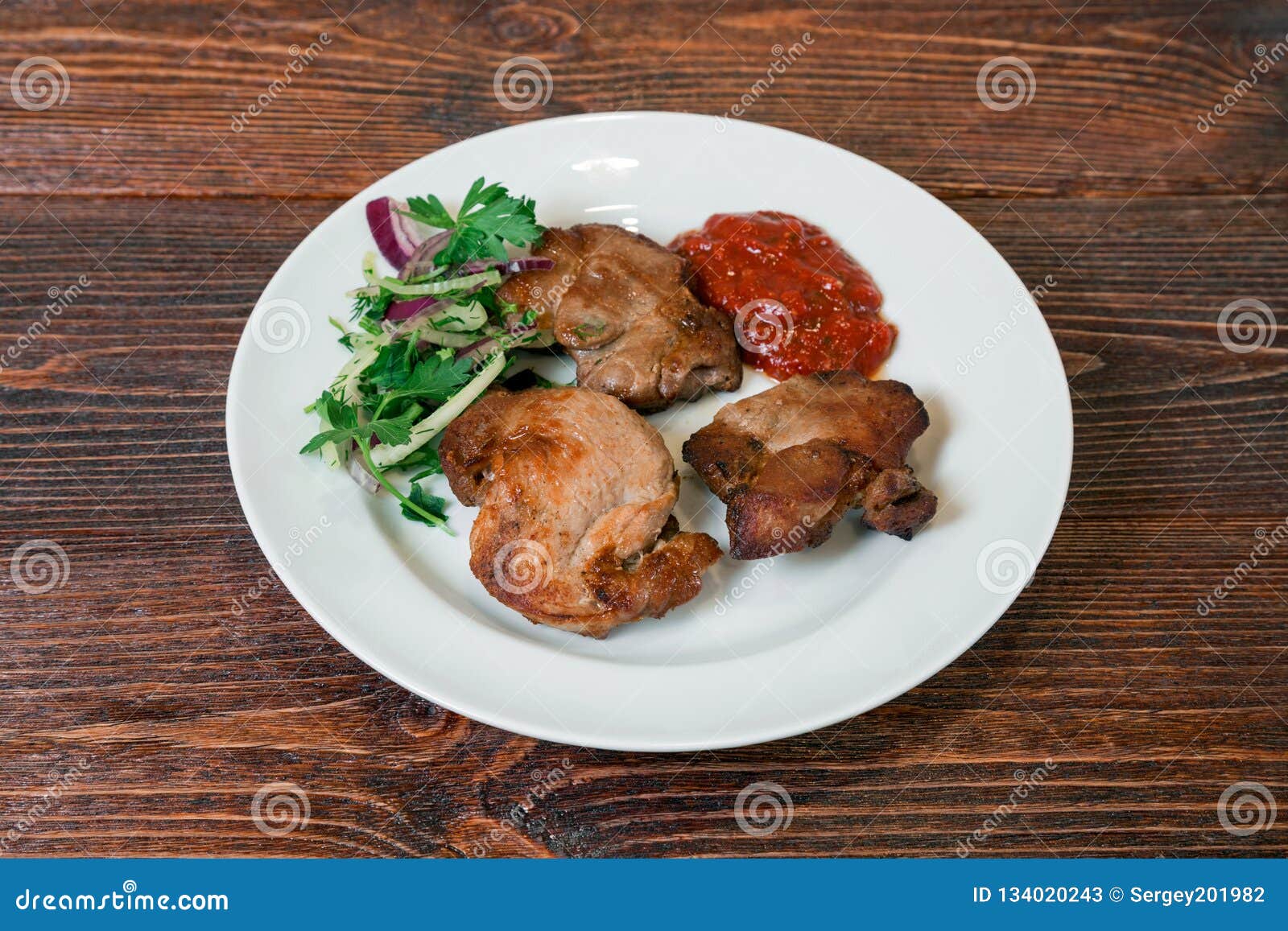 Roasted Pork Neck on a Plate. Stock Image - Image of vegetable, grilled ...