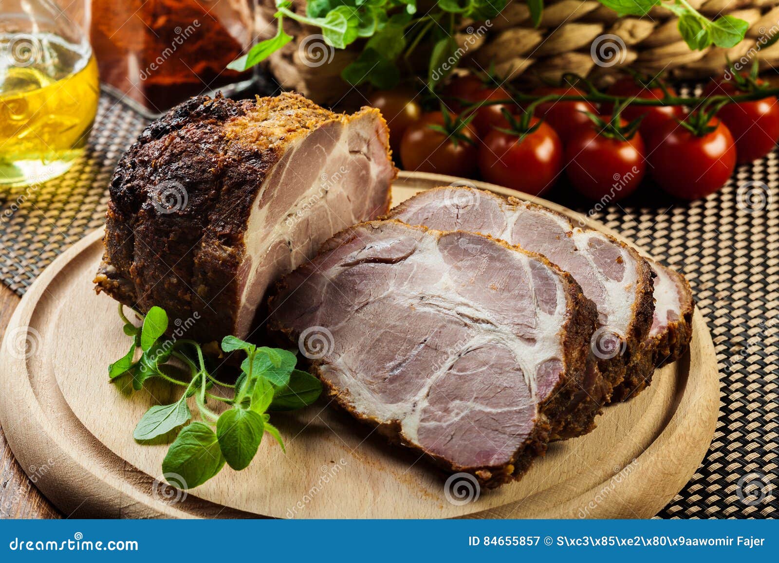 Roasted Pork Neck with Spices Stock Image - Image of meal, oregano ...