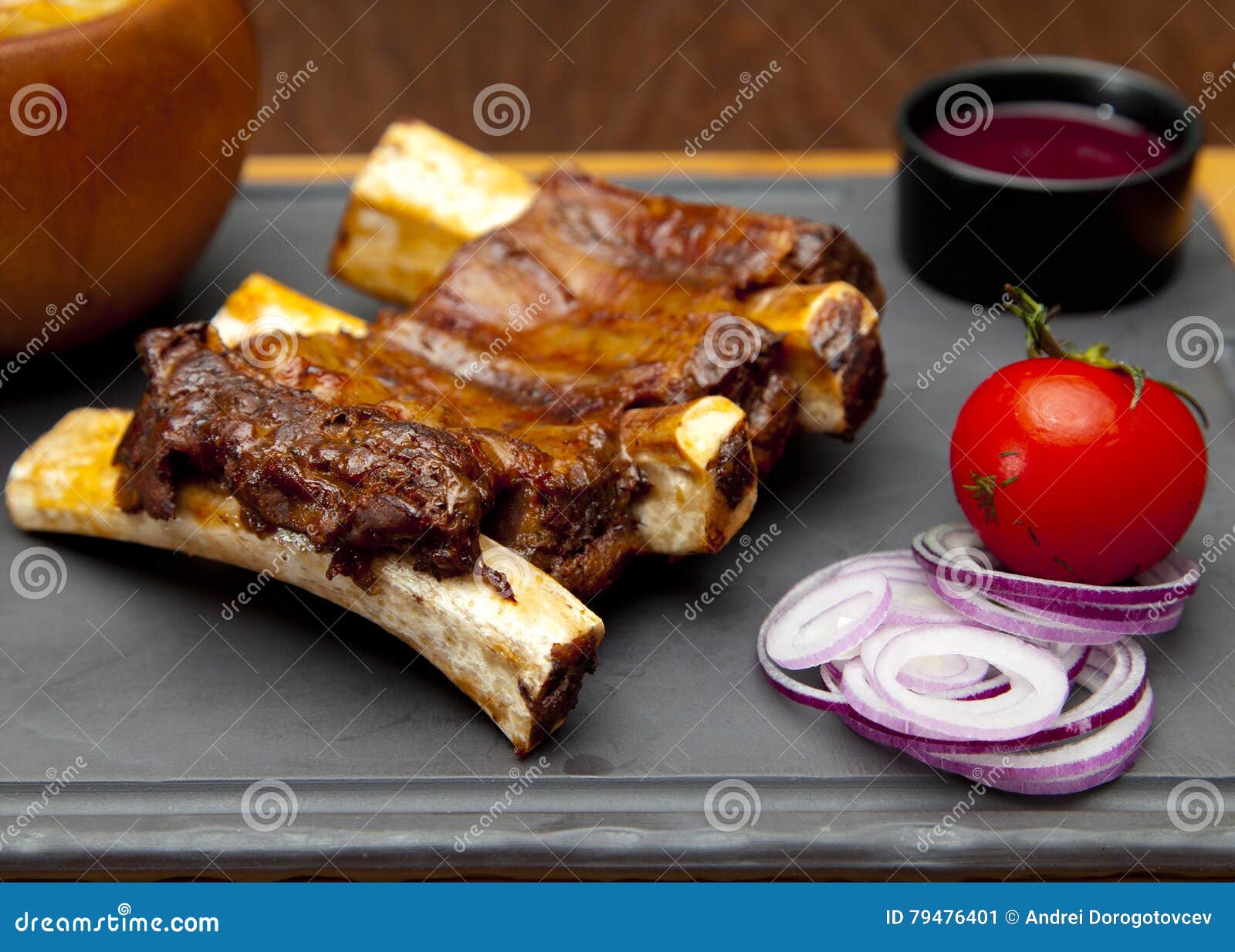 Roasted pork ribs stock image. Image of grilled, meal - 79476401