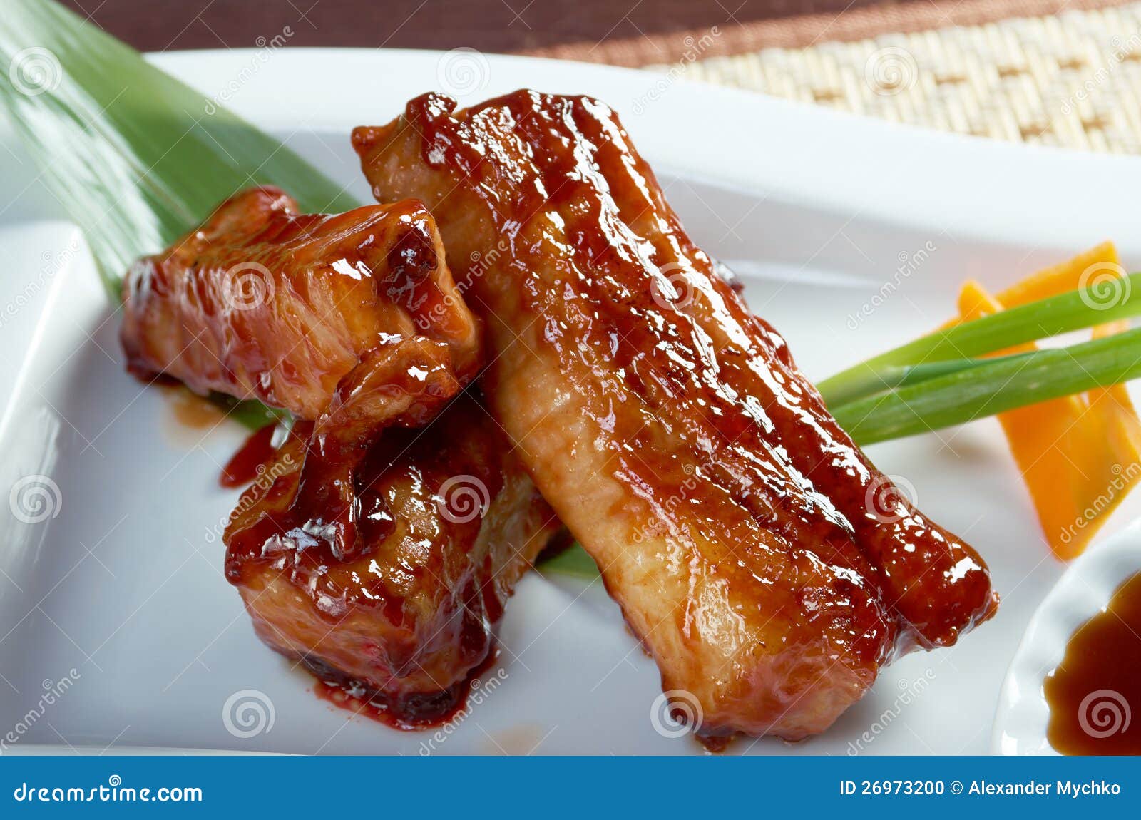 Roasted Pork Ribs in a Plate Stock Photo - Image of dining, cooking ...
