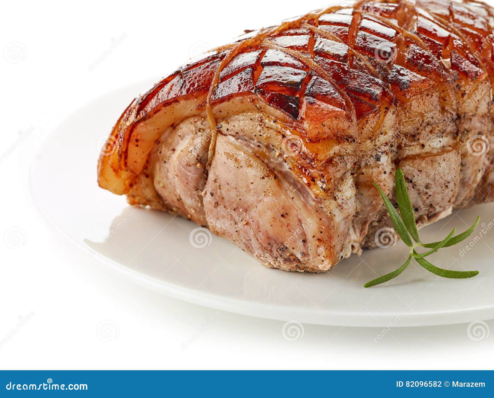 Roasted Pork on White Background Stock Photo - Image of crispy, food ...