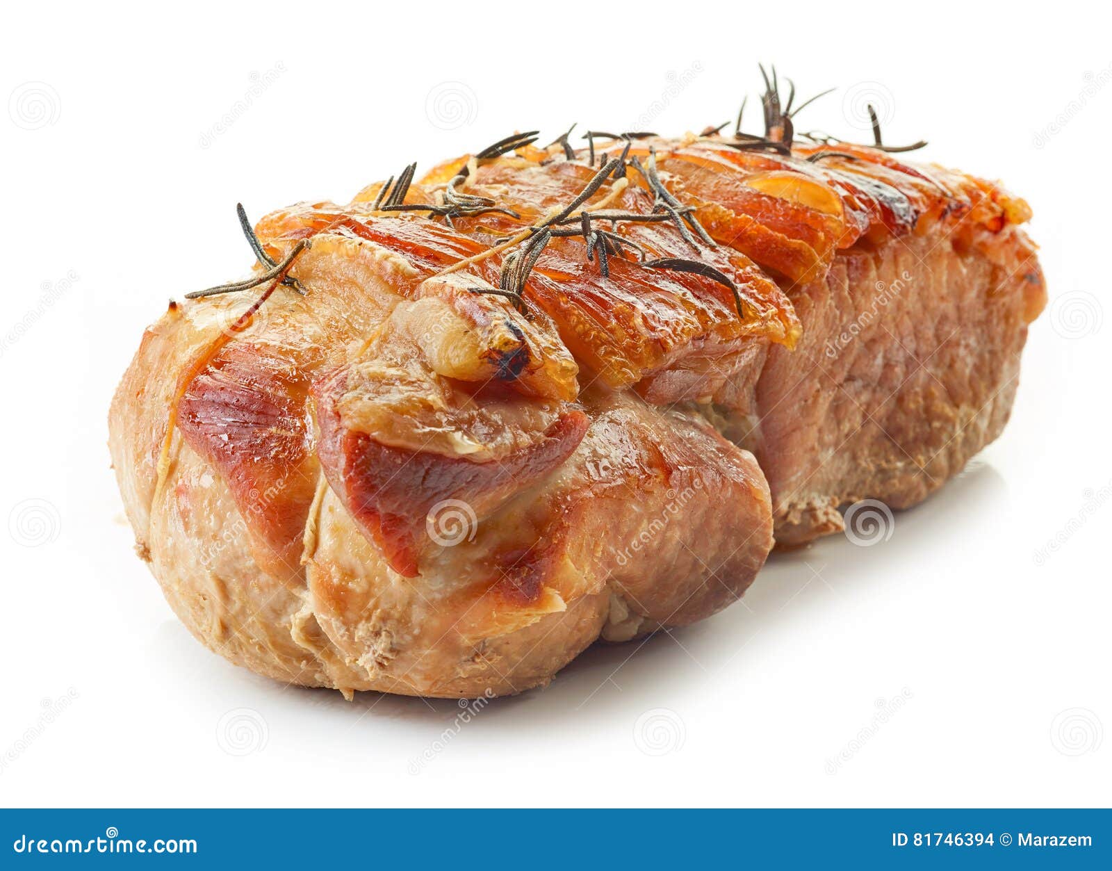 Roasted Pork on White Background Stock Photo - Image of healthy ...