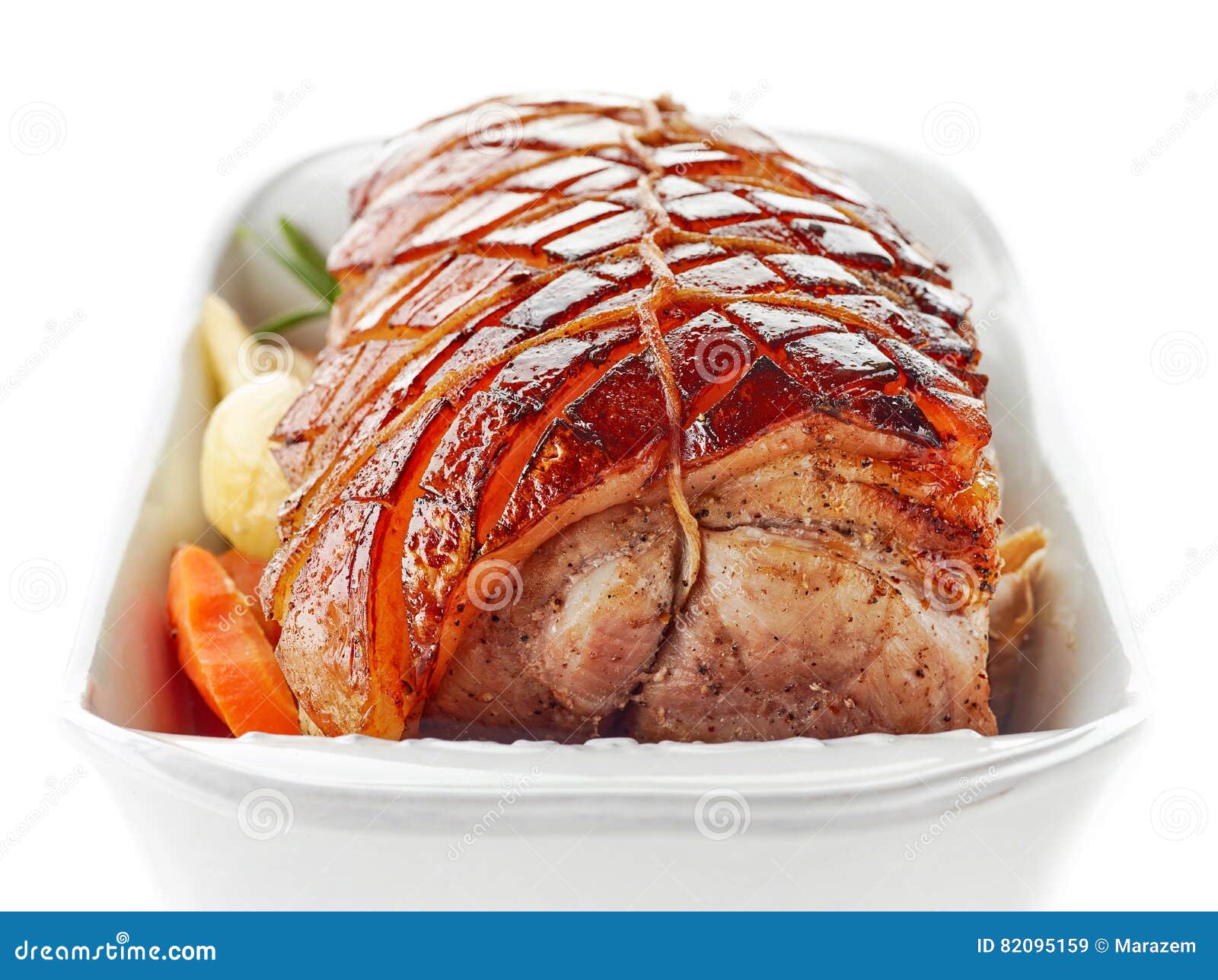 Roasted Pork on White Background Stock Image - Image of healthy, glazed ...