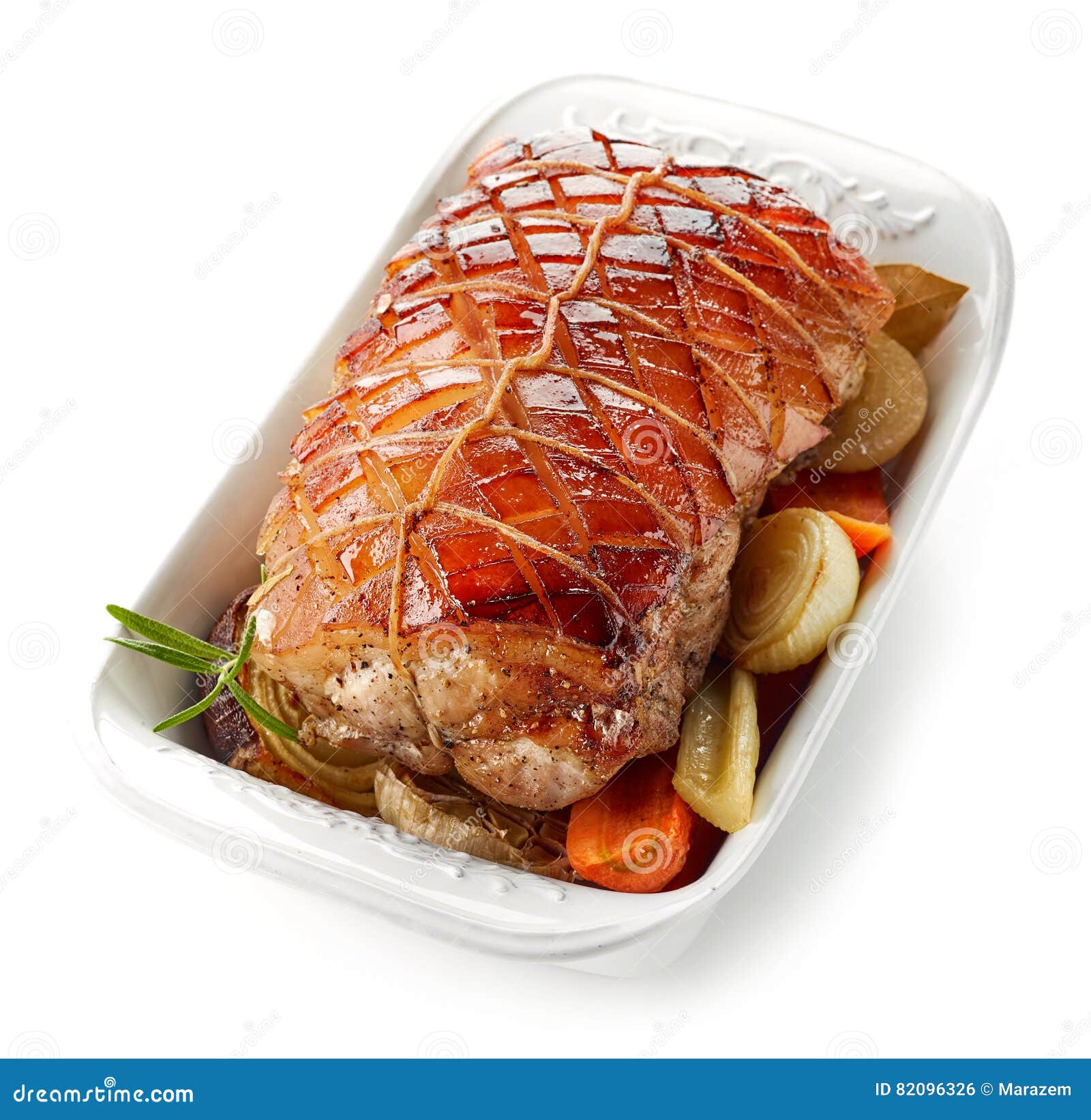 Roasted Pork on White Background Stock Photo - Image of background ...