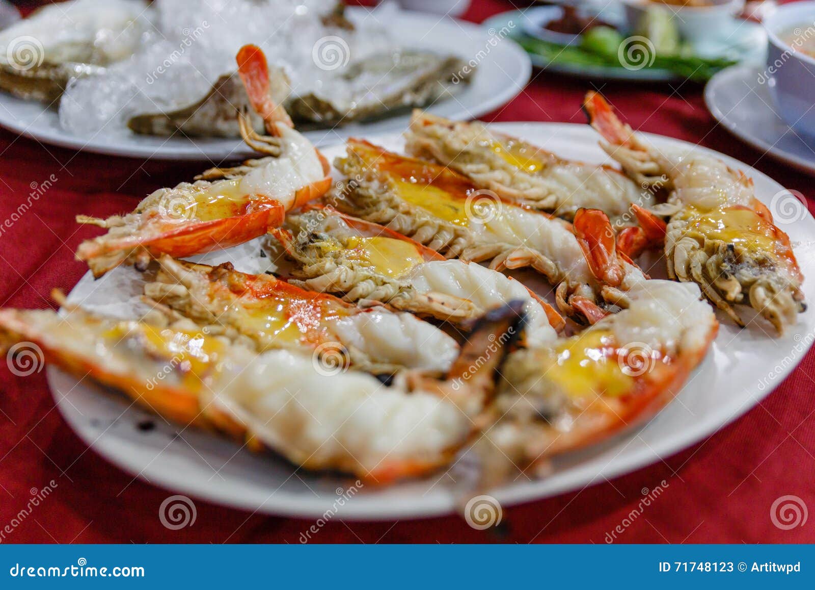 Roasted Prawns Cut in Half stock image. Image of meat - 71748123