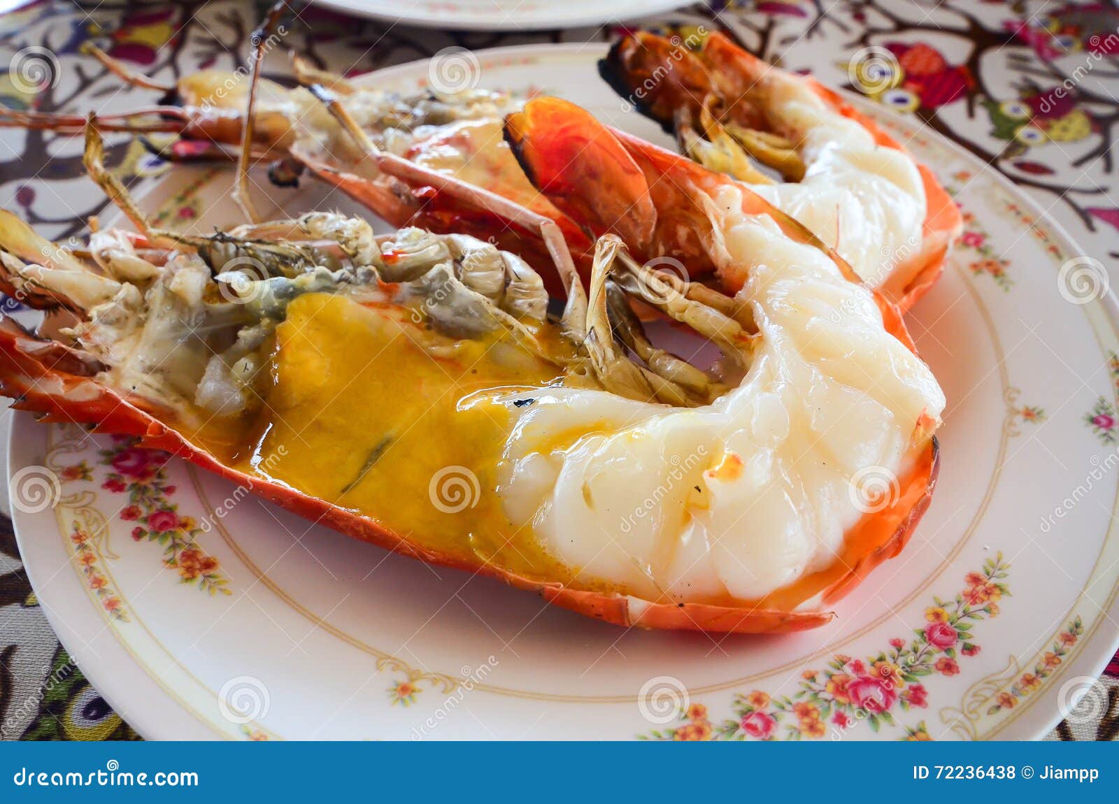 Roasted Prawns Cut in Half stock photo. Image of seafood - 72236438