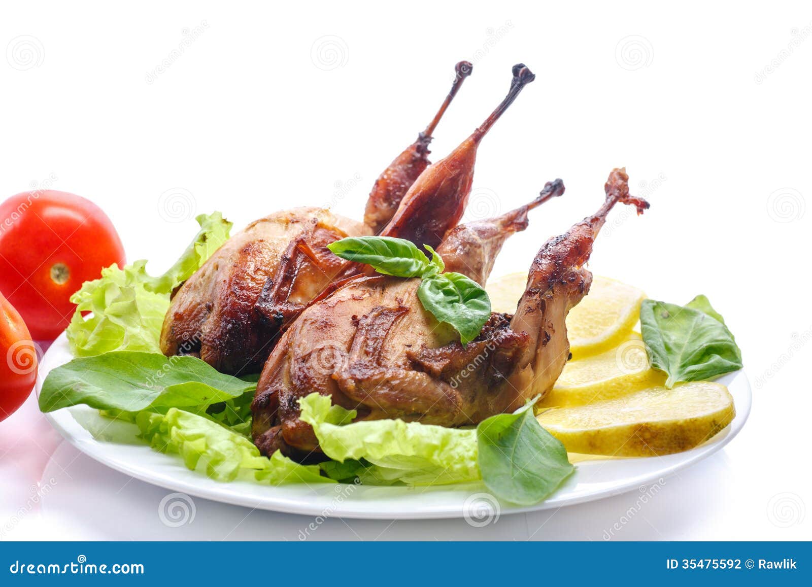 Roasted quail stock photo. Image of cooking, leaves, gourmet - 35475592