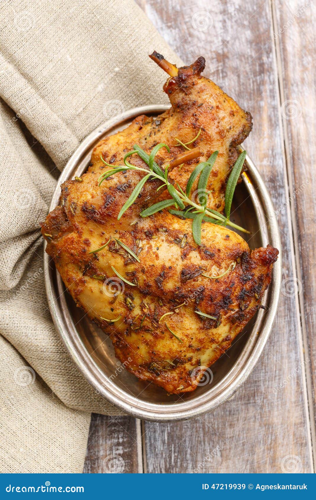Roasted rabbit with herbs stock image. Image of plate - 47219939