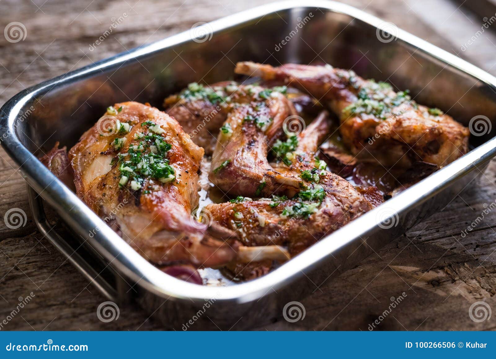 Roasted rabbit leg stock photo. Image of lunch, delicious - 100266506