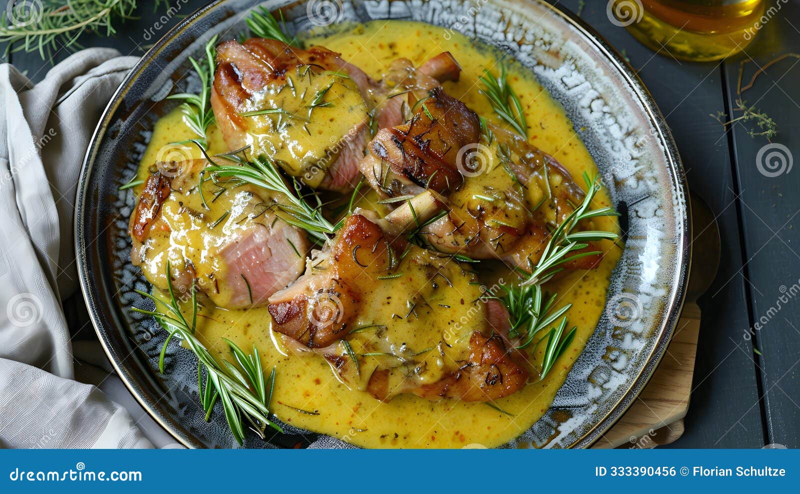 Roasted Rabbit with Mustard Sauce Stock Illustration - Illustration of ...