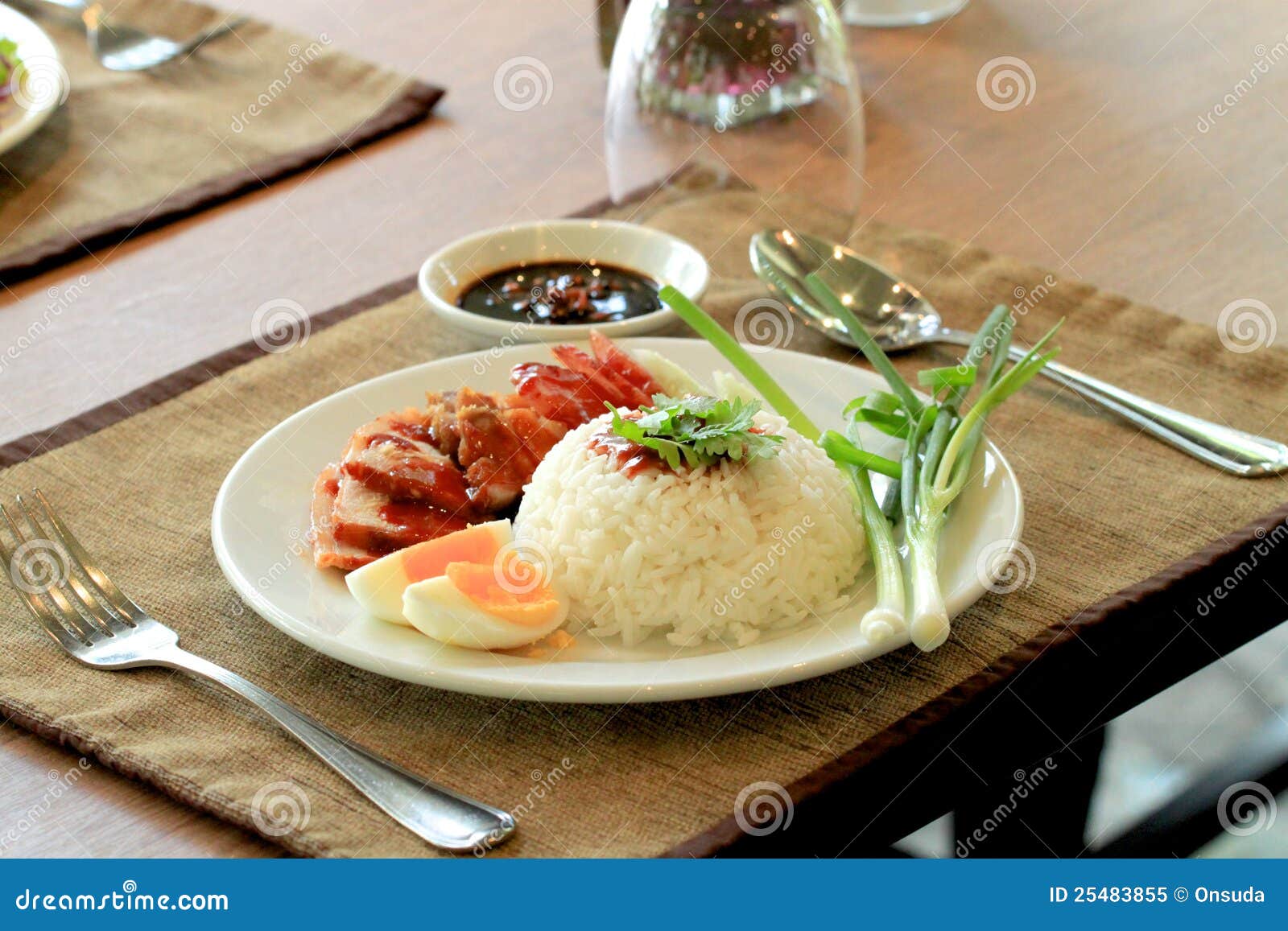 Roasted red pork rice stock image. Image of traditional - 25483855
