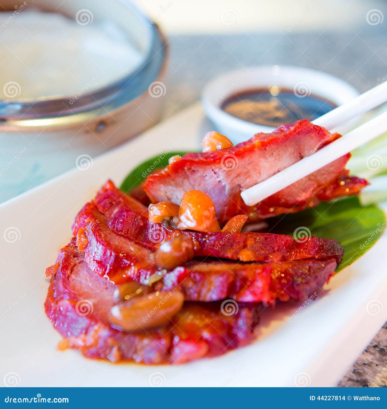 Roasted Red Pork with Sauce Stock Photo - Image of crunchy, dish: 44227814