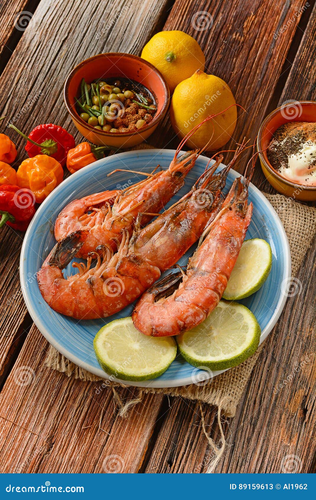 Roasted Red Prawns with Ingredients Around Stock Image - Image of prawn ...