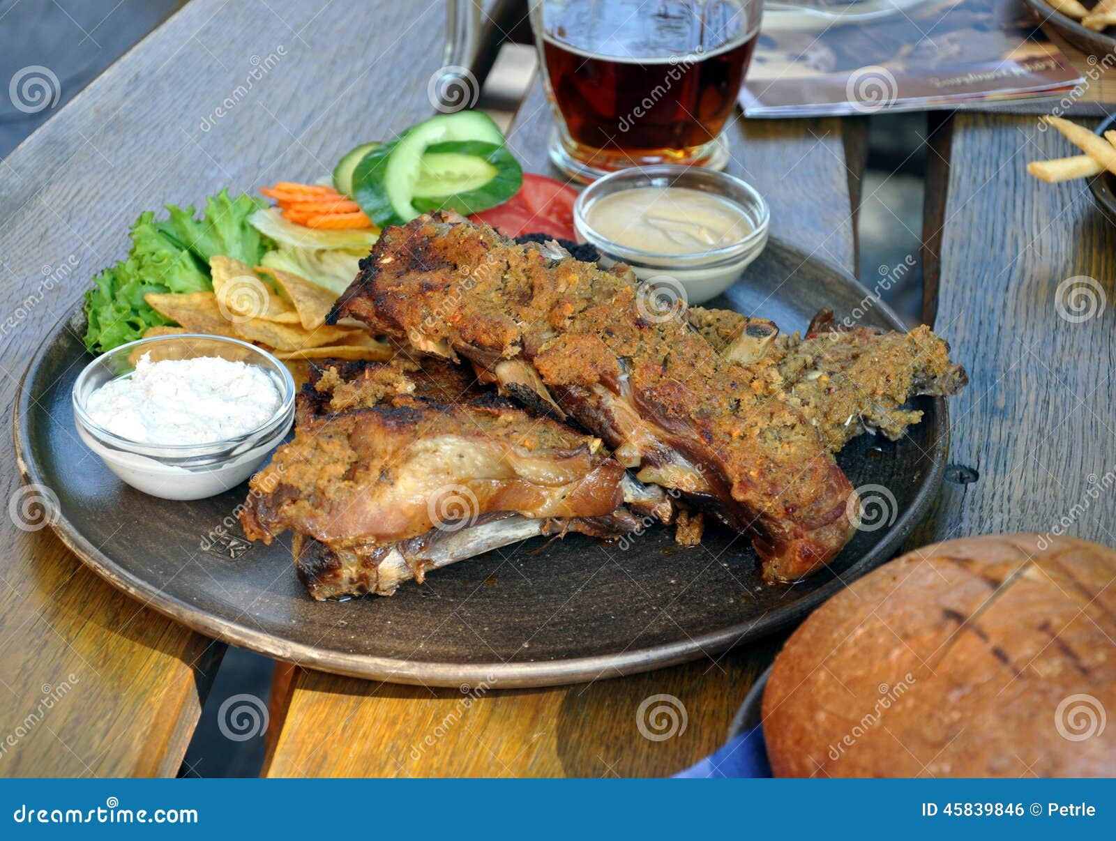 Roasted ribs on the table stock photo. Image of zebra - 45839846