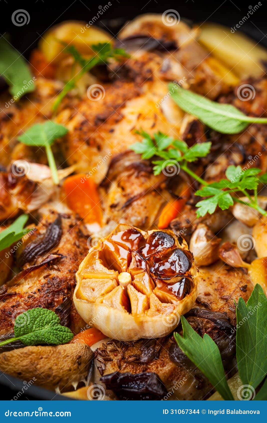 Roasted Roasted Rabbit on Vegetables Stock Photo - Image of calorie ...
