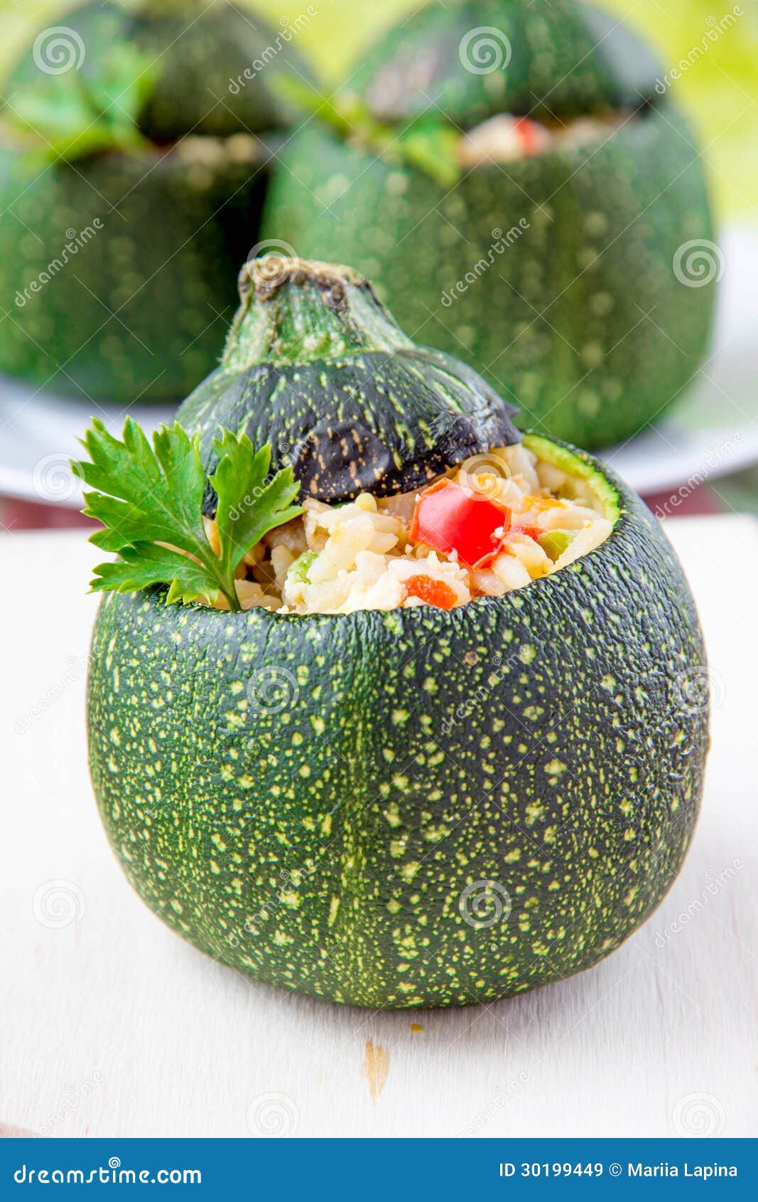 Round Courgette Stuffed Rice and Vegetables Stock Image - Image of ...