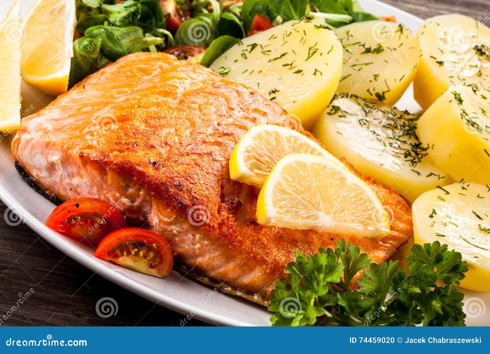 Roasted salmon stock photo. Image of cooked, grilled - 74459020