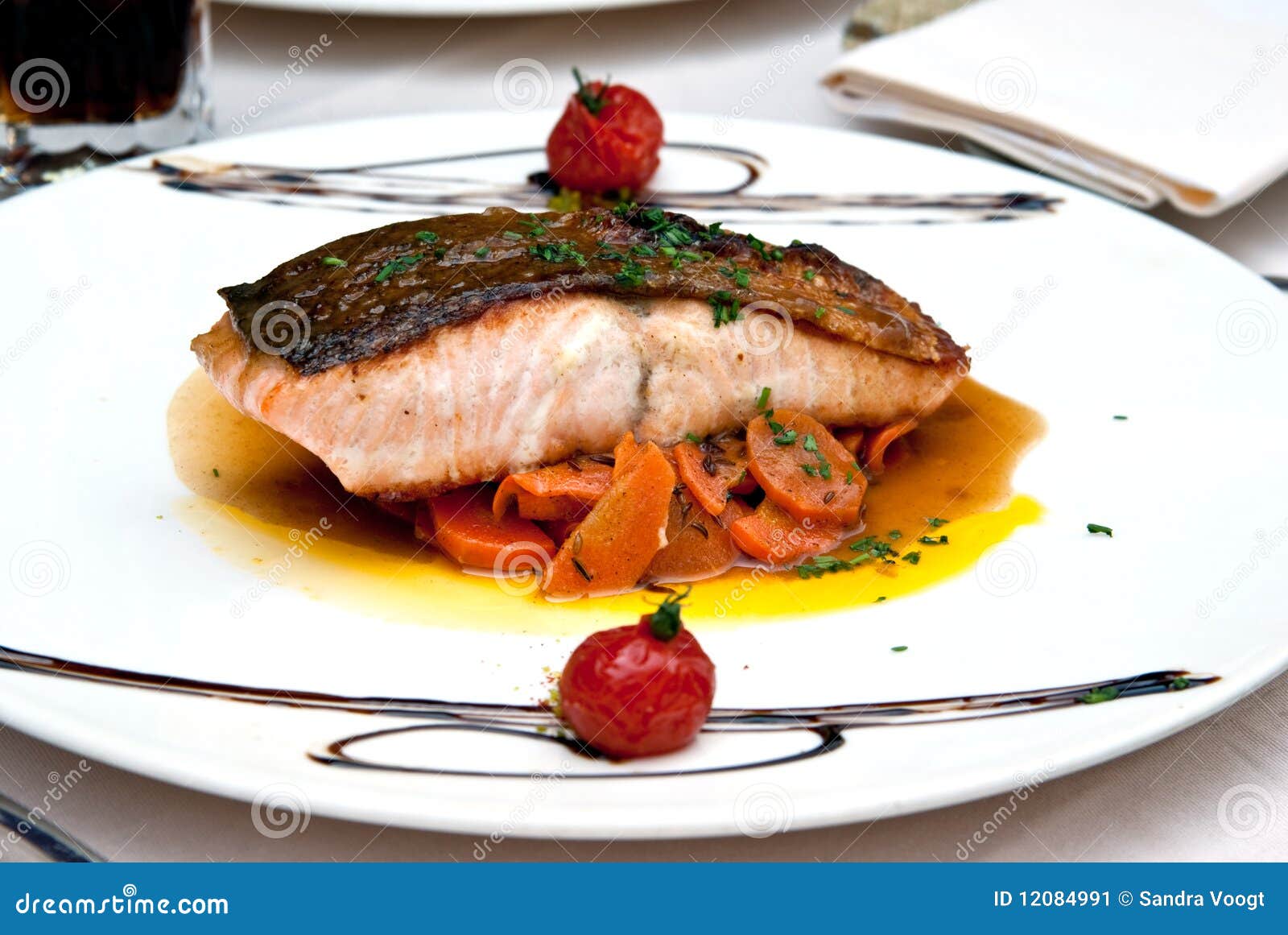 Roasted Salmon Served with Vegetables Stock Image - Image of lunch ...