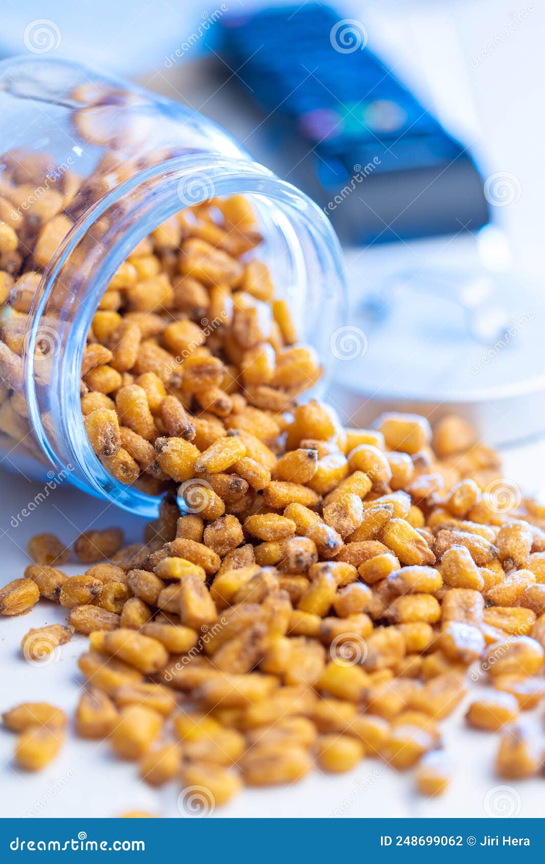 Roasted Salted Corn Snack in Jar on White Table Stock Photo - Image of ...