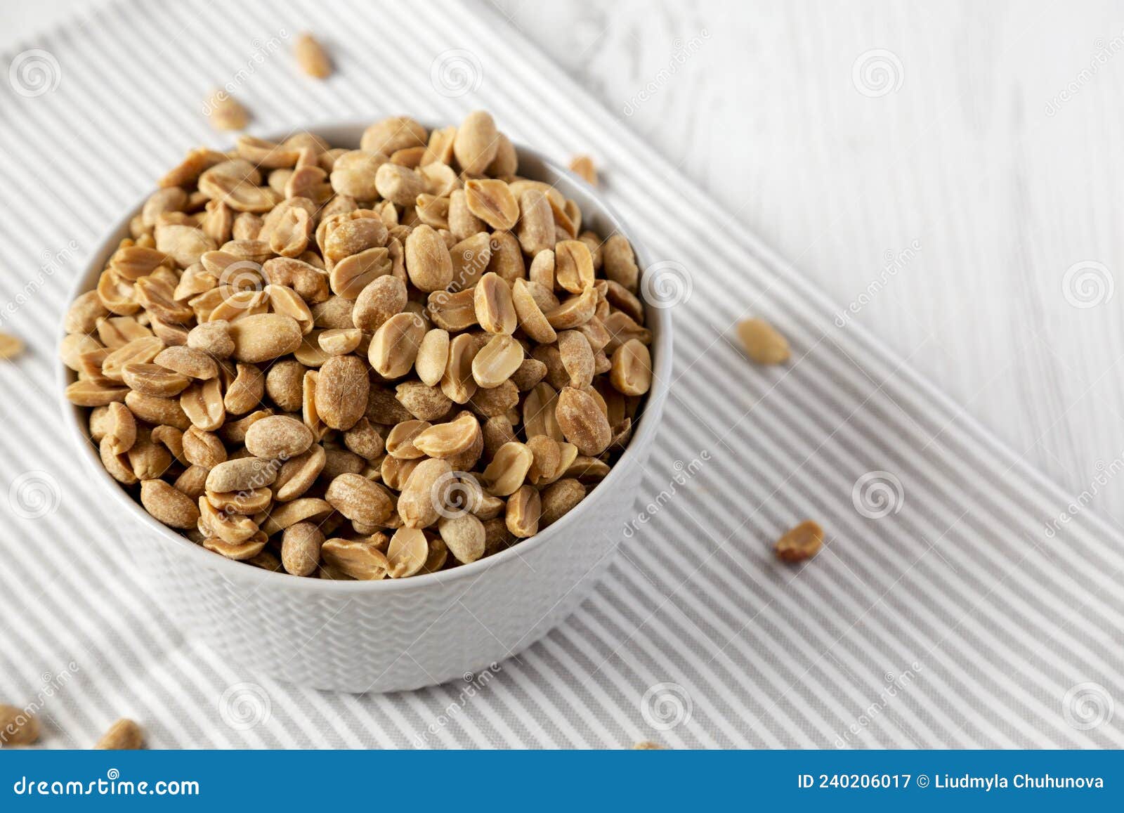 Roasted Salted Shelled Peanuts, Side View. Space for Text Stock Image ...