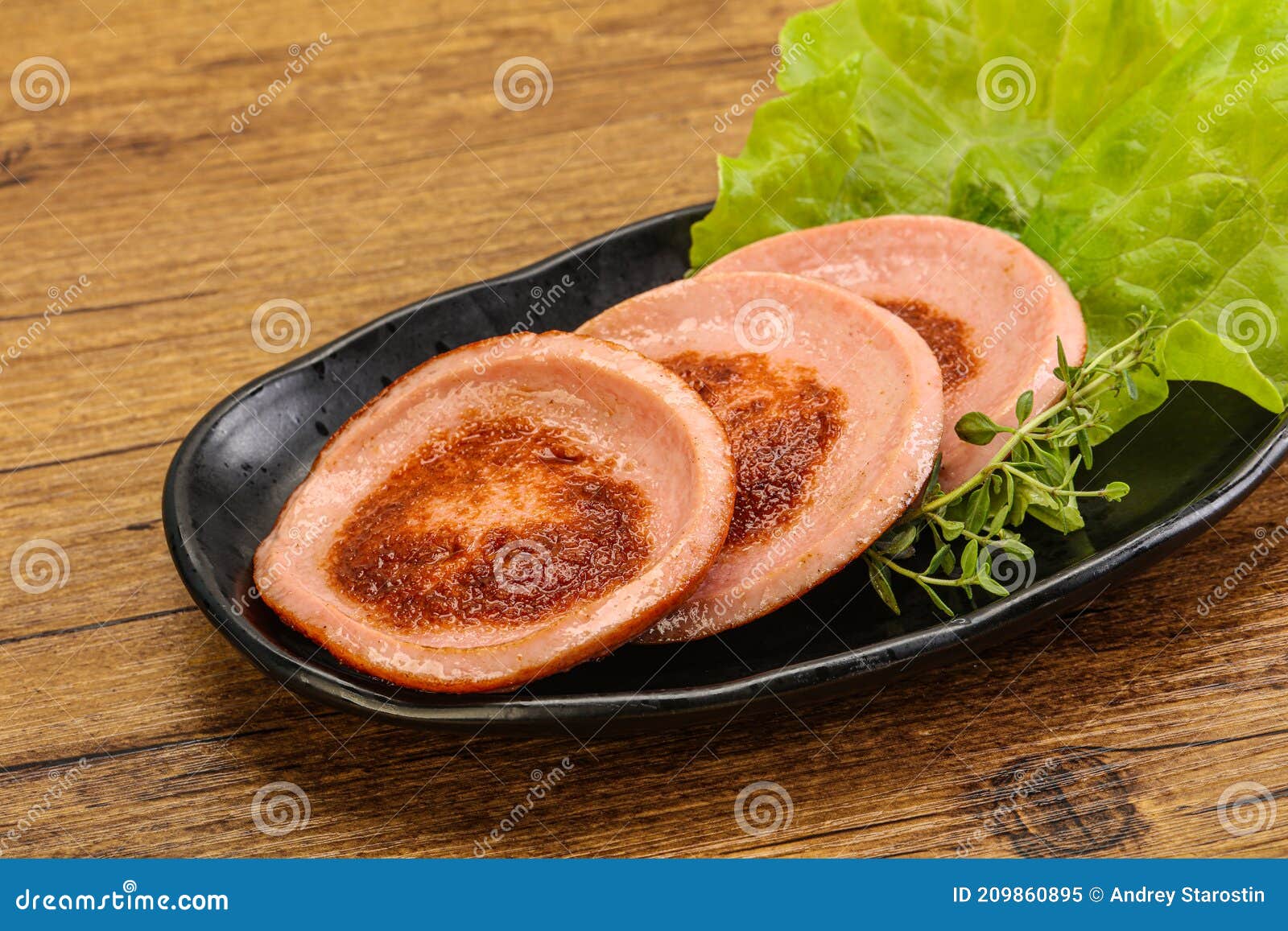 Roasted Sausage Slice in the Plate Stock Image - Image of appetizer ...