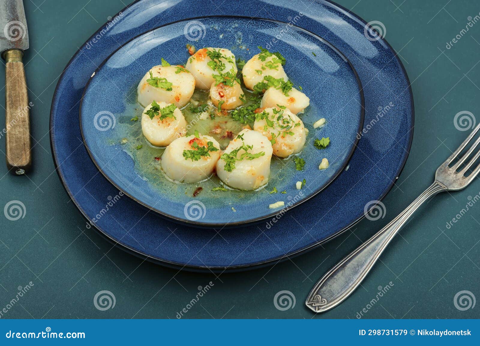 Roasted Scallops on a Plate Stock Image - Image of delicatessen ...
