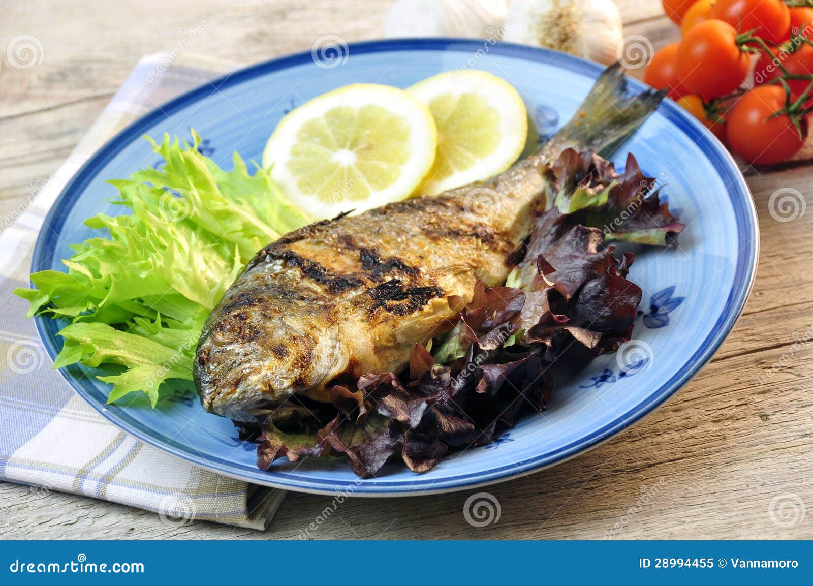 Roasted Sea Bream with Salad Stock Image - Image of meal, lemon: 28994455