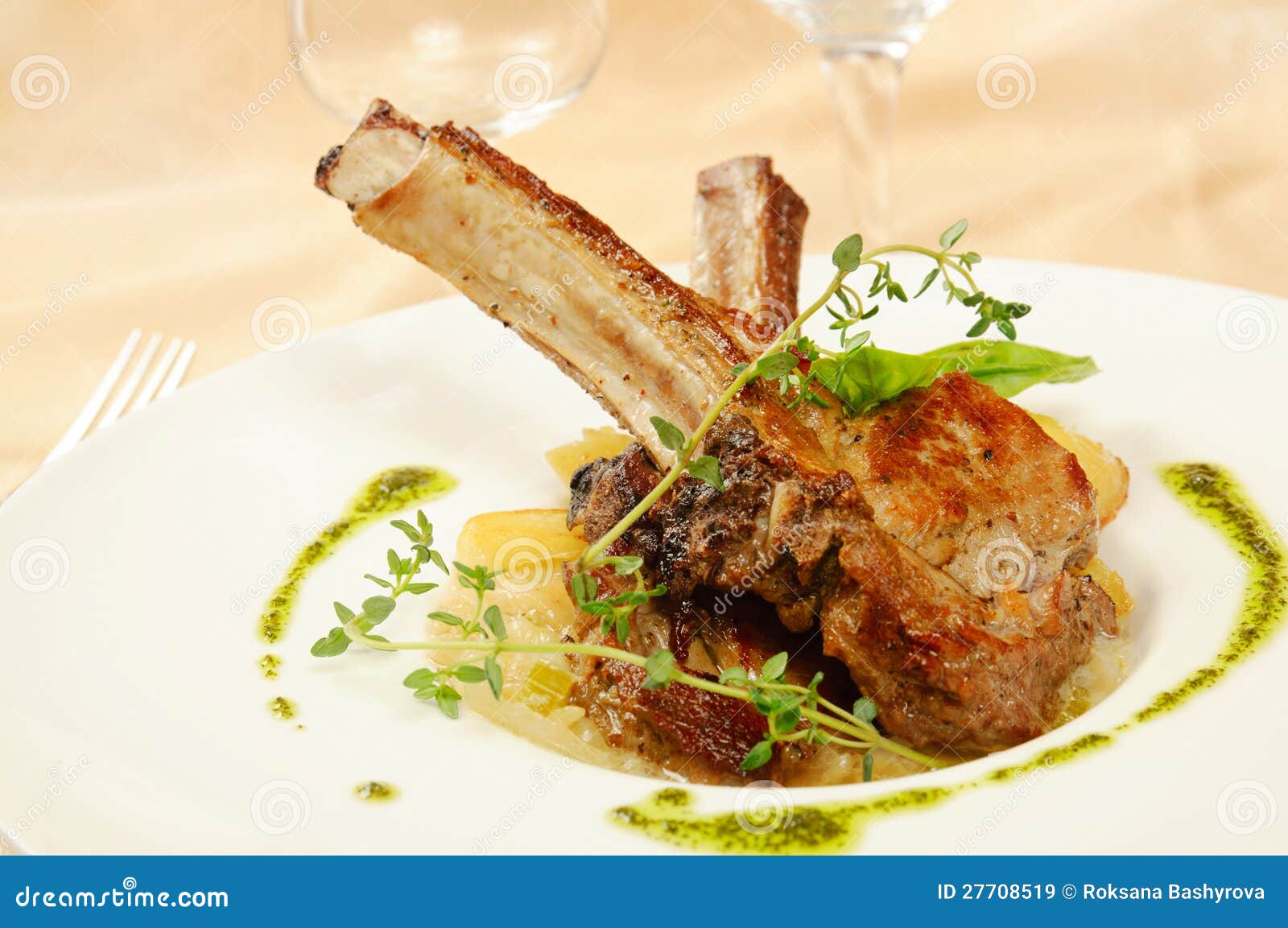 Roasted sheep meat stock image. Image of green, cooking - 27708519