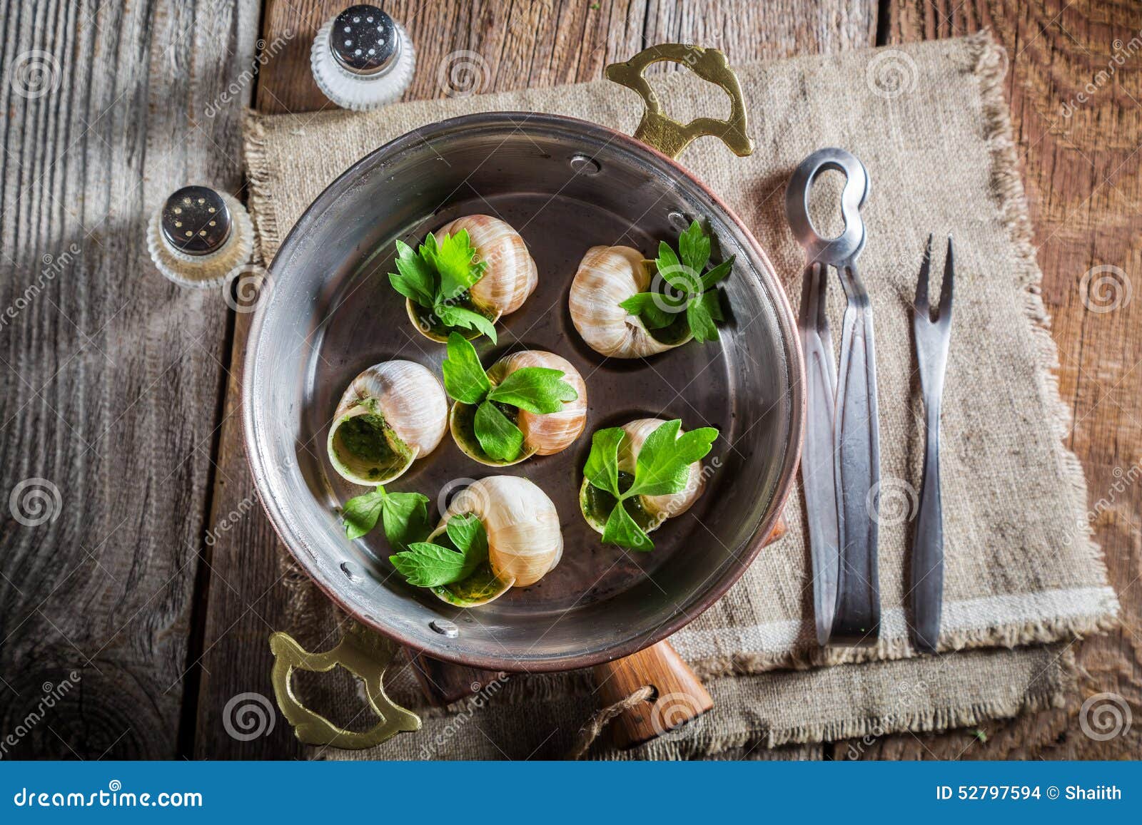 Roasted Snails with Garlic Butter Stock Photo - Image of french, dish ...