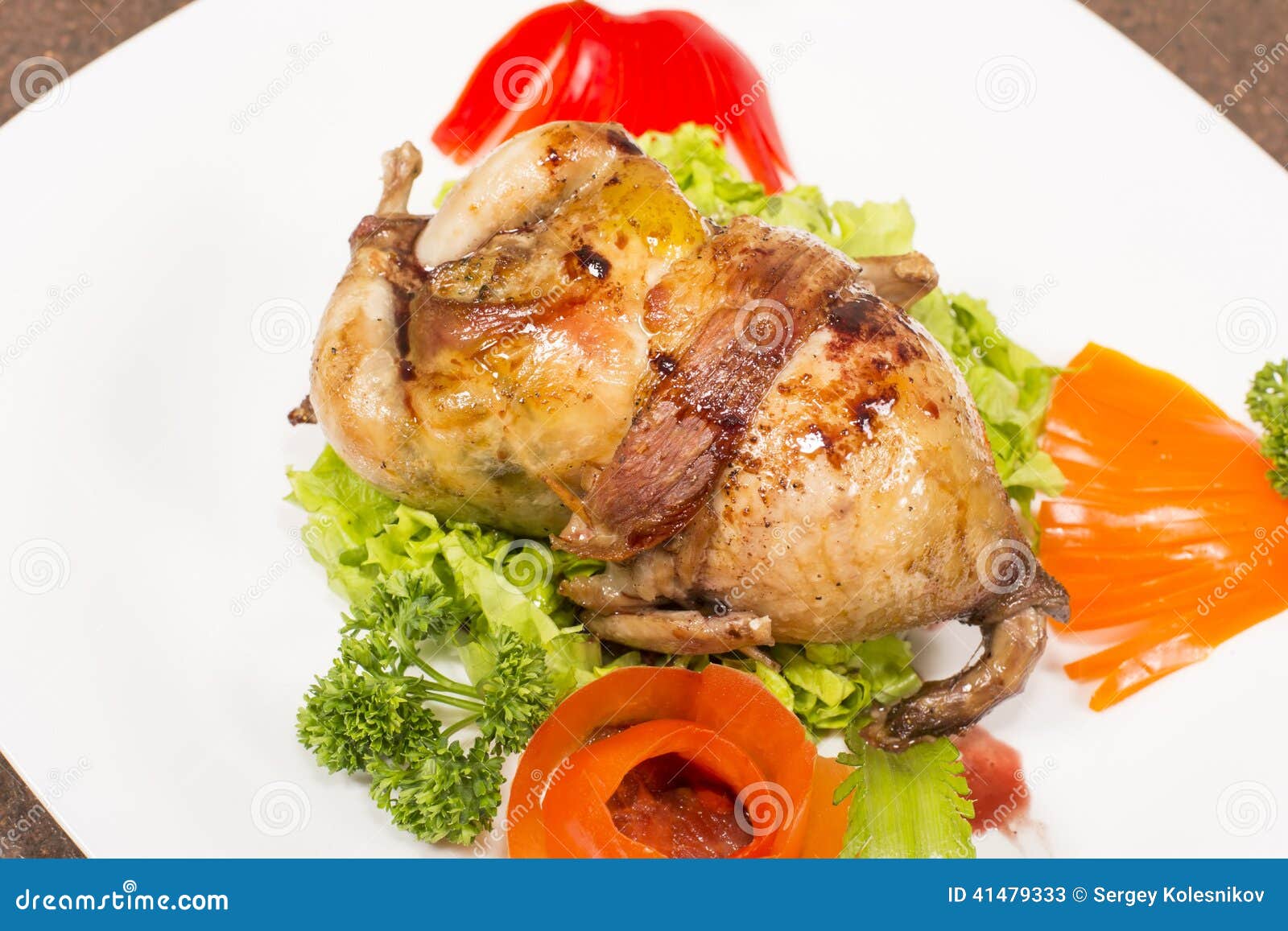 Roasted stuffed quail stock image. Image of food, poultry - 41479333
