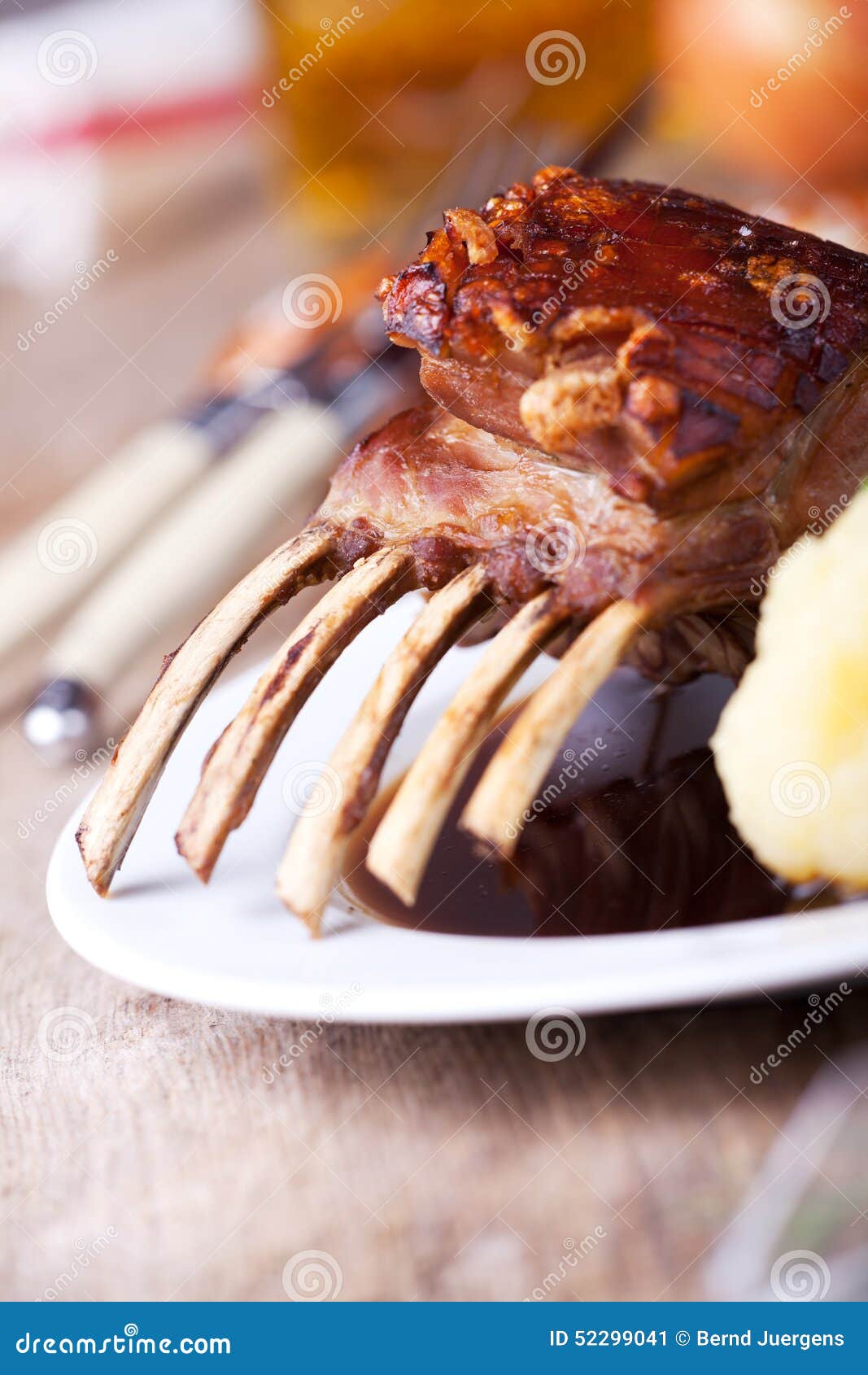 Roasted Suckling Pig, Crispy Skin, Cut Into Pieces Looks Delicious On A ...