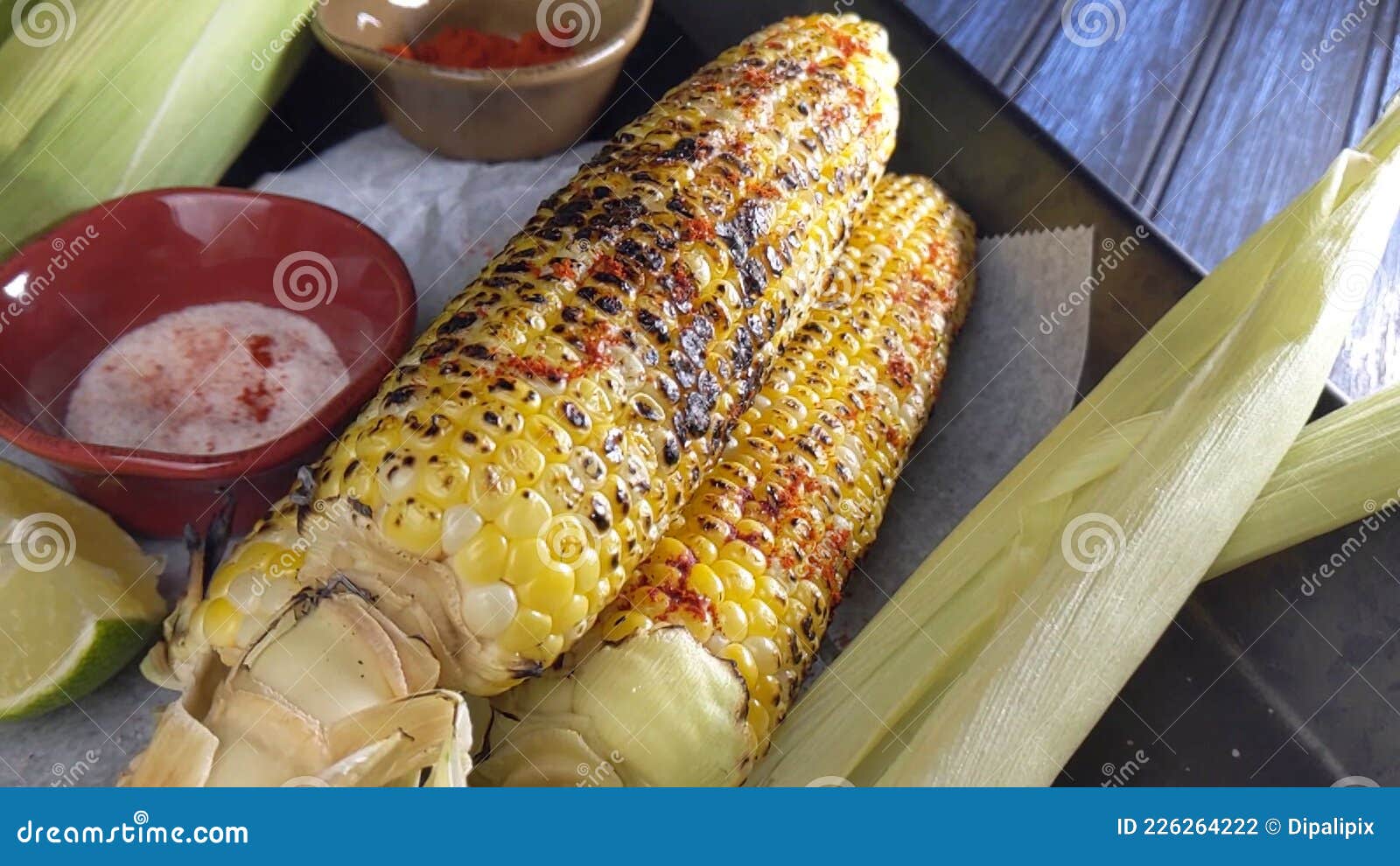 Roasted Sweet Corn with Sprinkle with Salt, Paprika, Lime Juice Stock ...