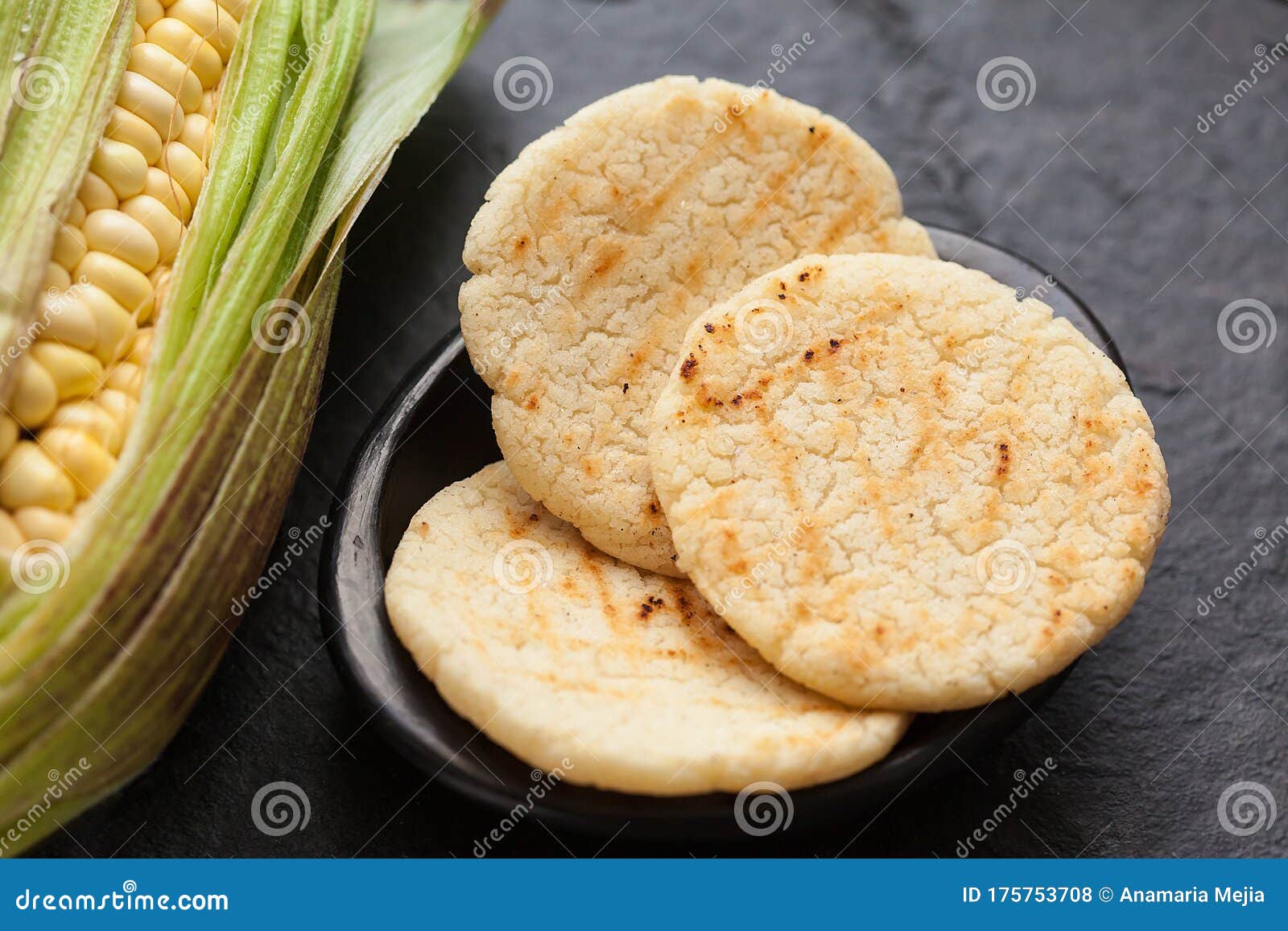 Roasted Traditional South American Corn Arepa Stock Photo - Image of ...