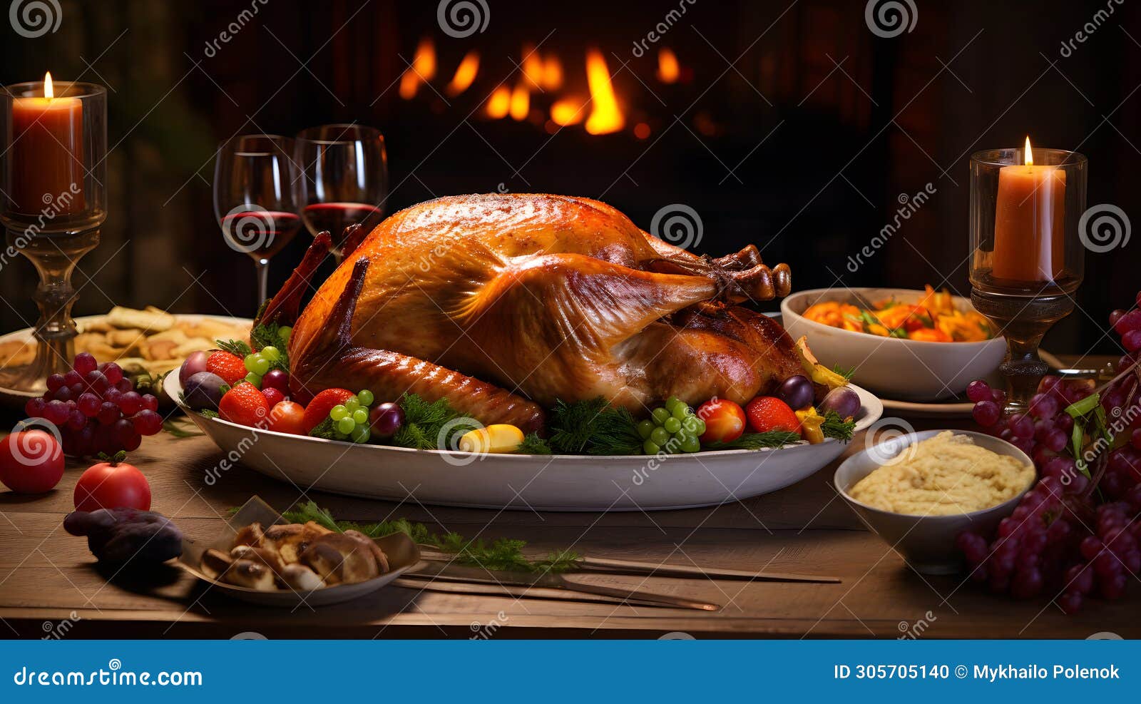 Roasted Turkey. Christmas Dinner. AI Generated Art Stock Photo - Image ...