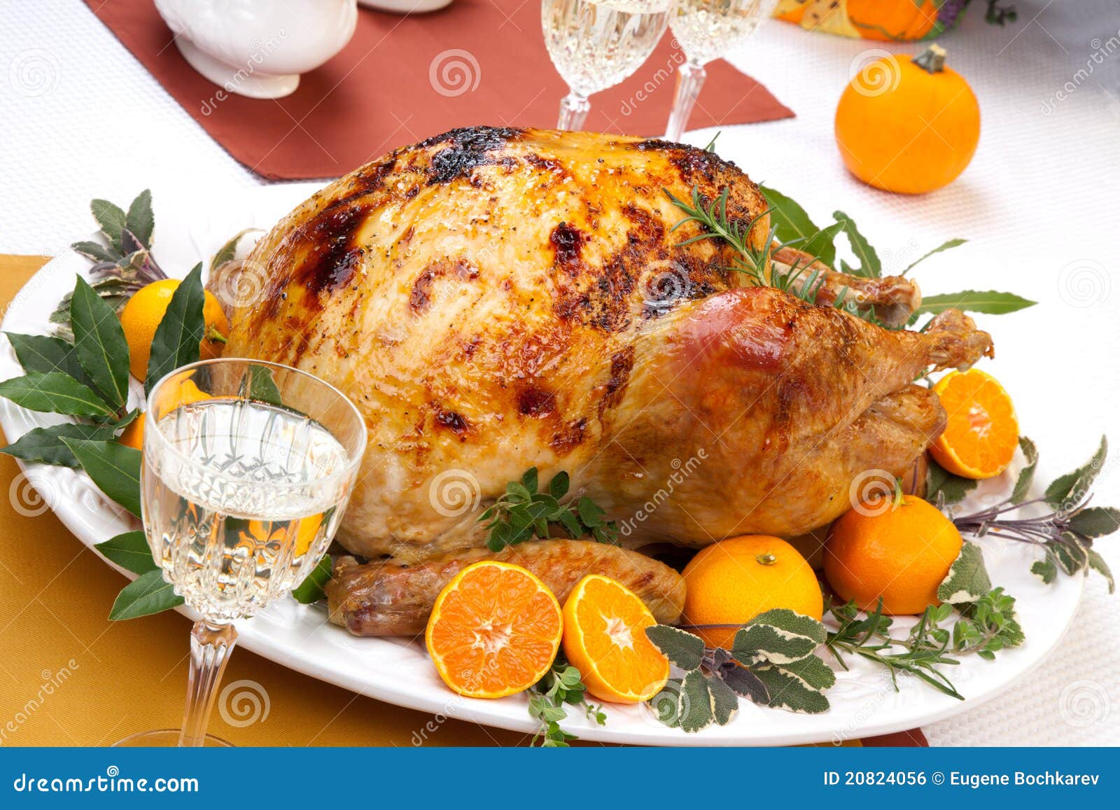 Roasted turkey feast stock photo. Image of cooked, leaves - 20824056