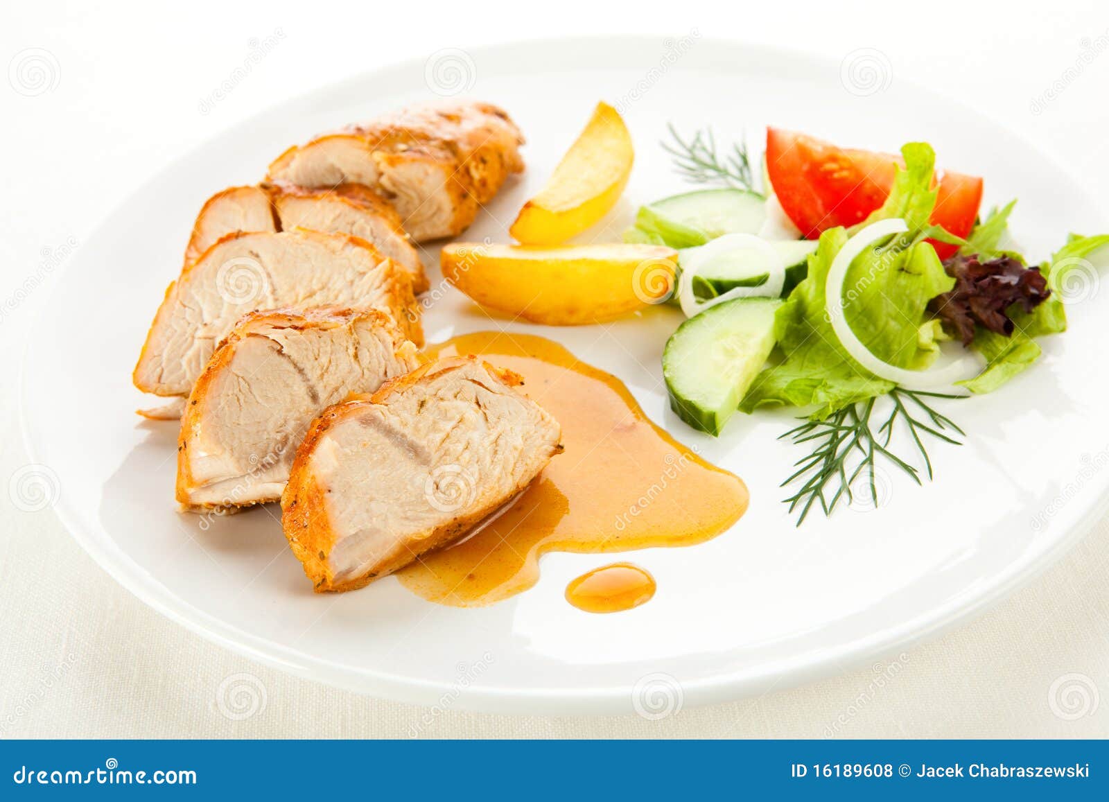 Roasted turkey fillet stock photo. Image of broiled, salad - 16189608