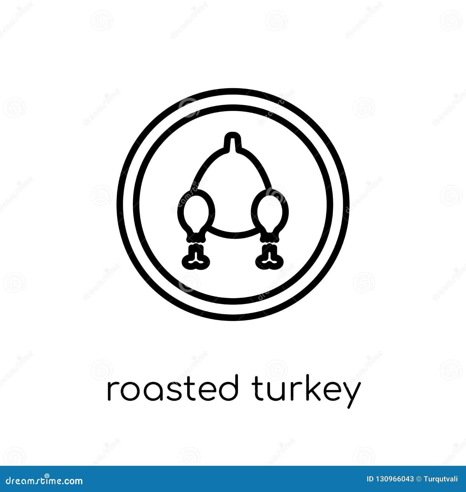 Roasted Turkey Icon. Trendy Modern Flat Linear Vector Roasted Tu Stock ...