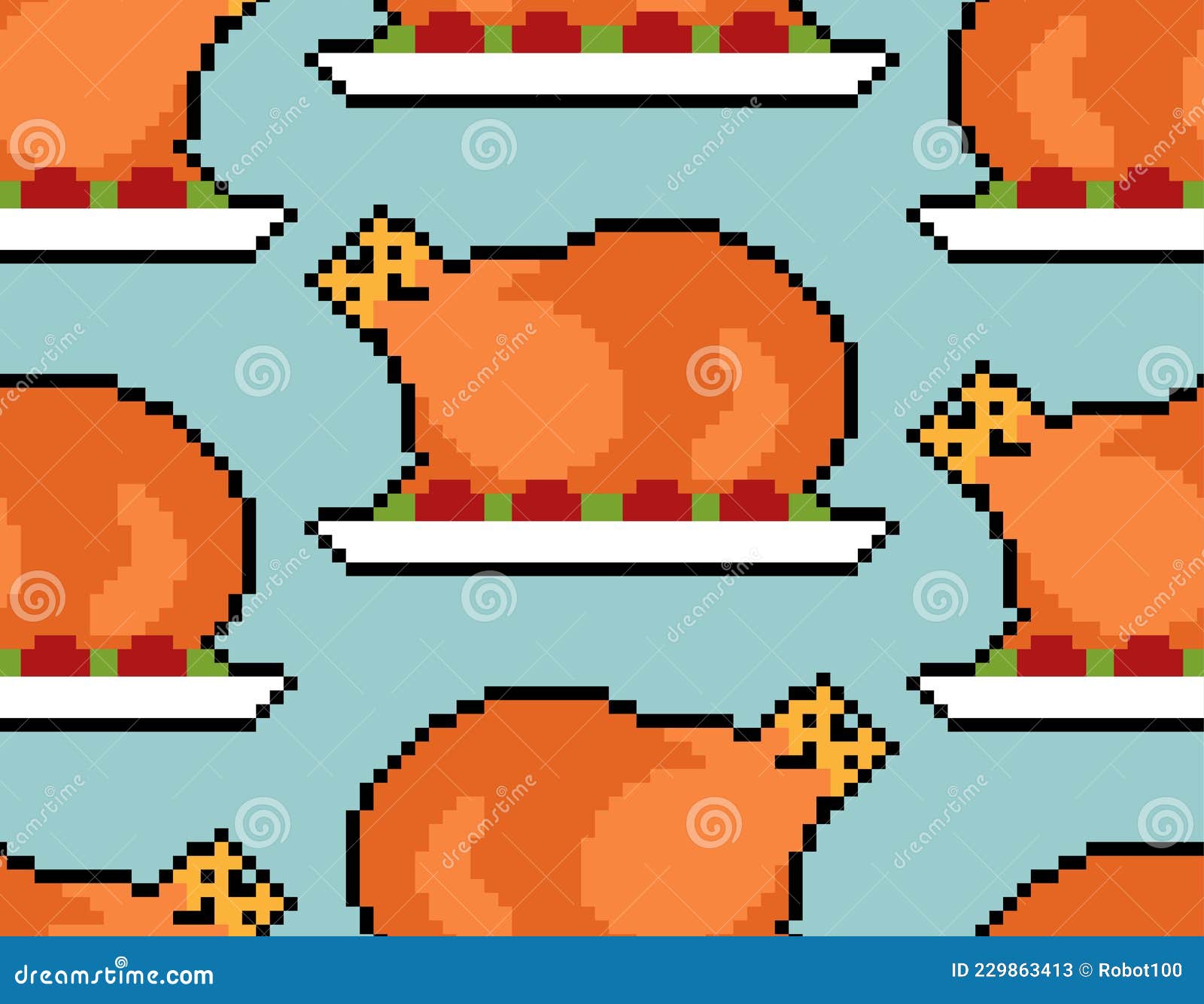 Turkey Pixel Art Retro Arcade Video Game Cartoon Vector Illustration ...