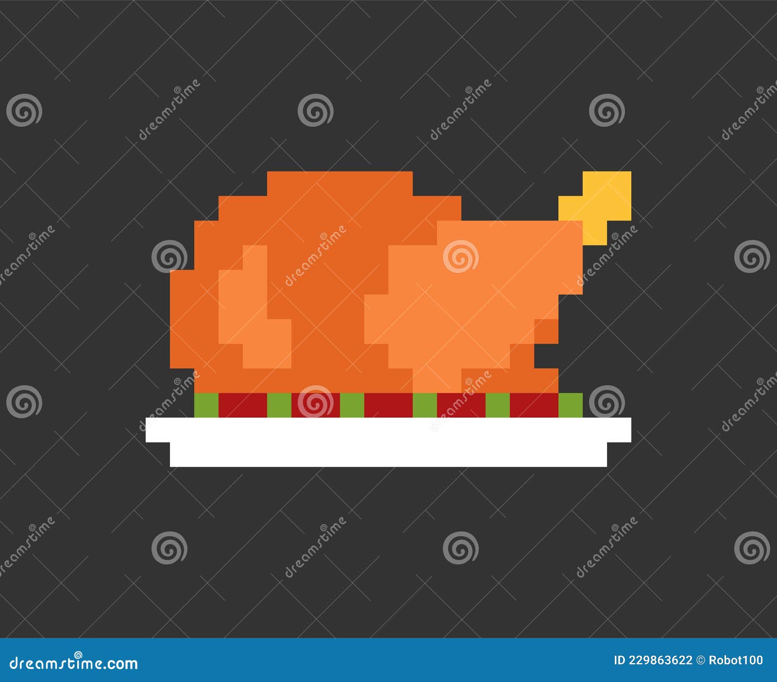Roasted Turkey Pixel Art. Pixelated Roast Stock Vector - Illustration ...